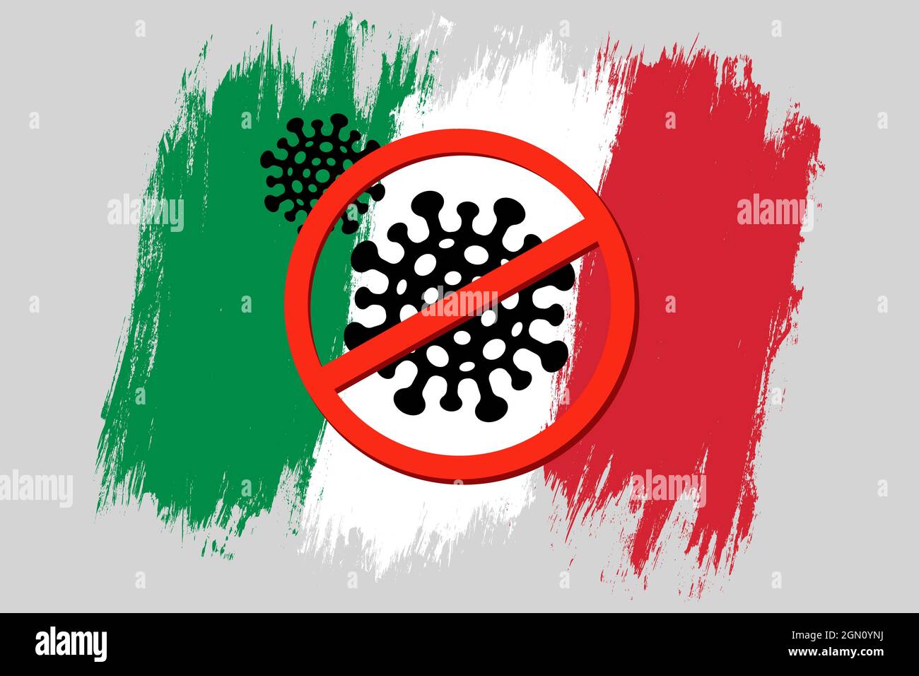 Vector vintage Italian flag with coronavirus and stop sign ...