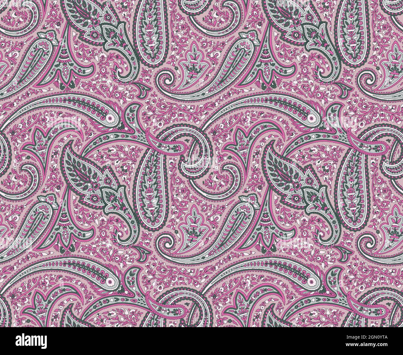 2D illustration of a beautiful pink paisley pattern wallpaper Stock ...