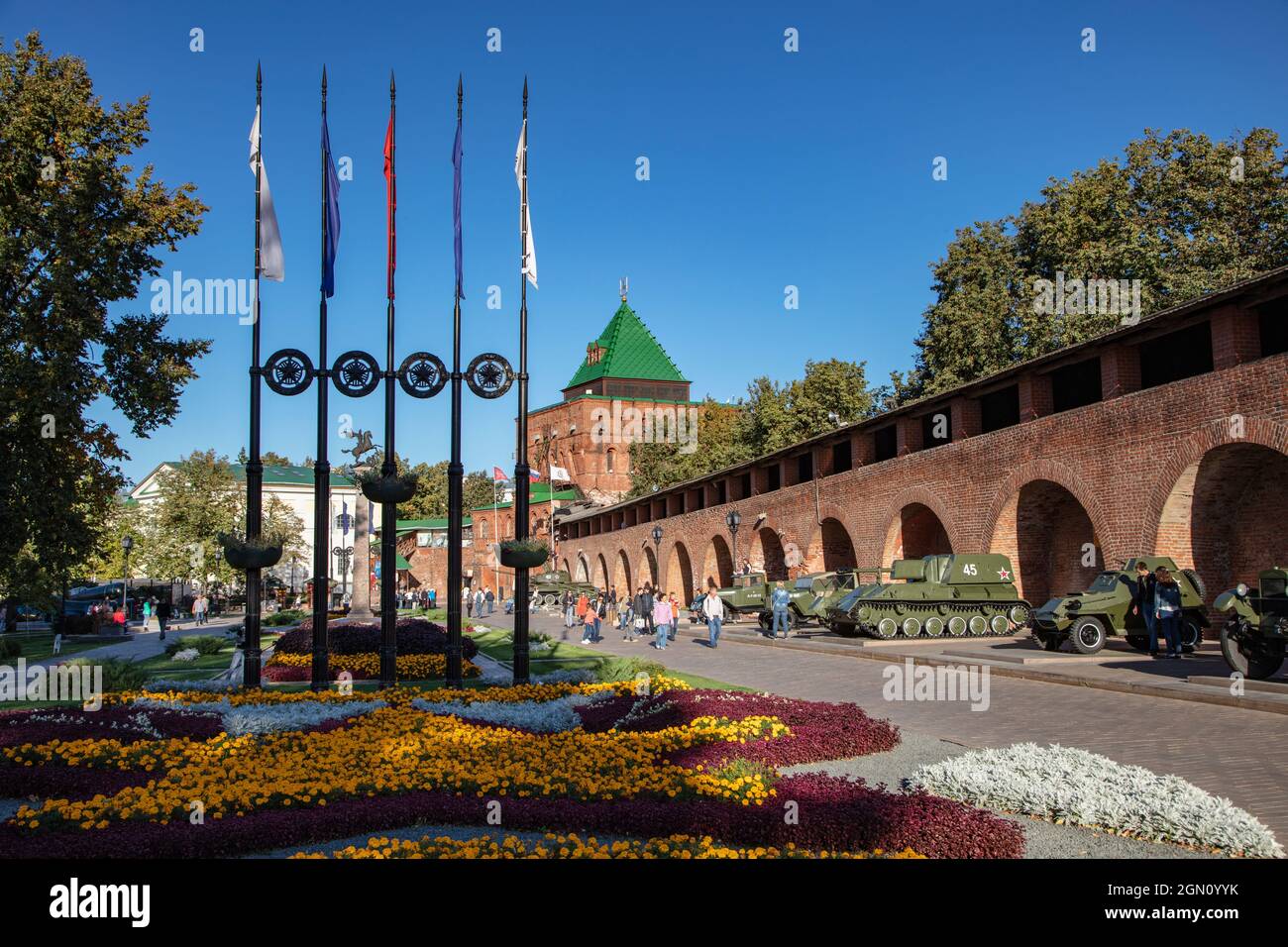 Historic Soviet tanks and military machines exhibited in the Nizhny ...