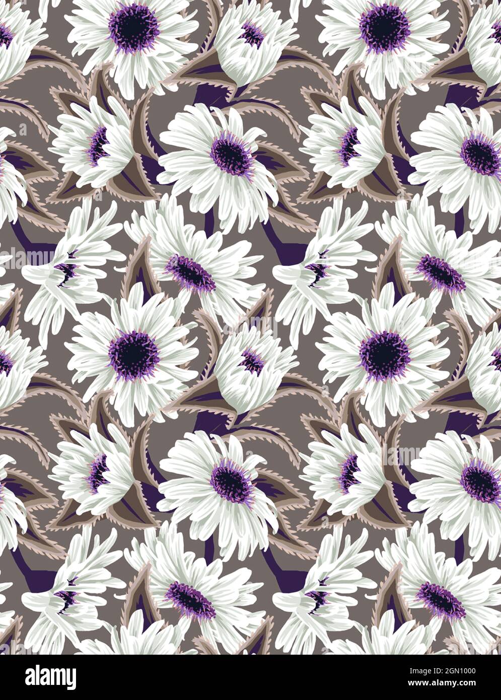 Vertical 2D illustration of a seamless pattern of beautiful white ...