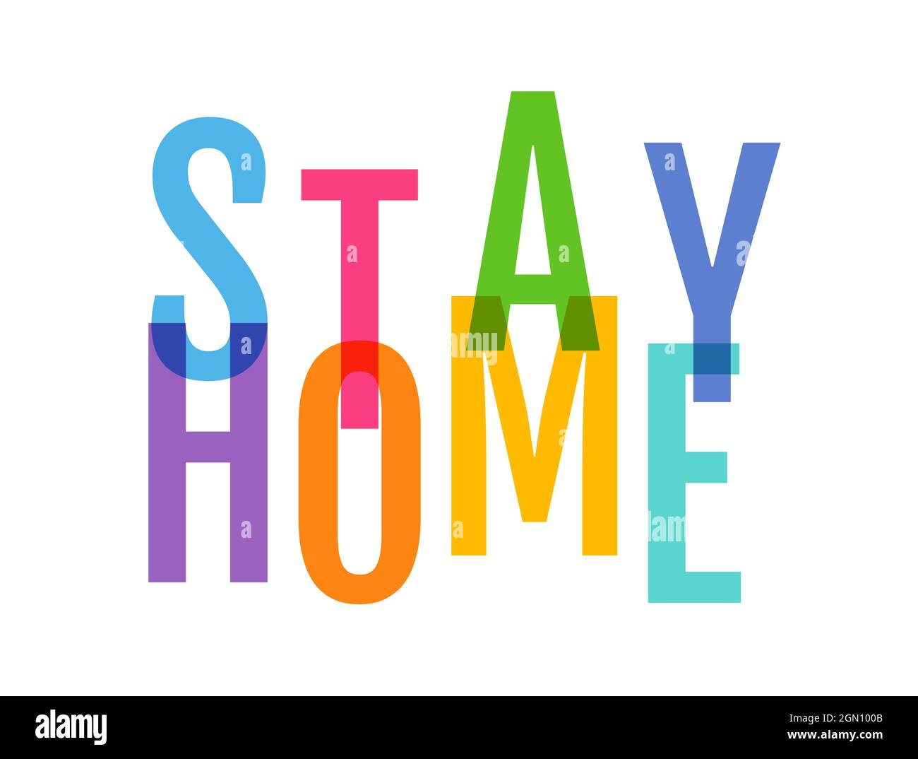 Vector poster with text stay home on isolated background. Vector ...