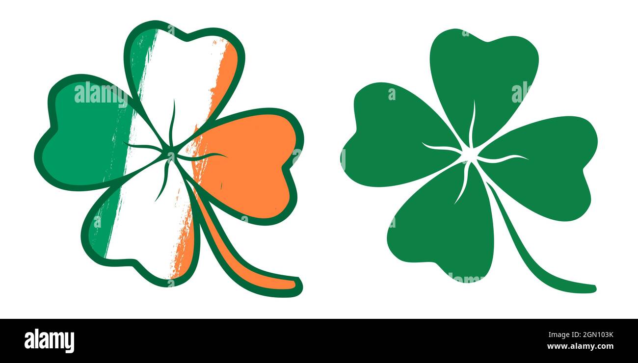 Vector set lucky clover like Irish flag. Vector illustration of a lucky ...