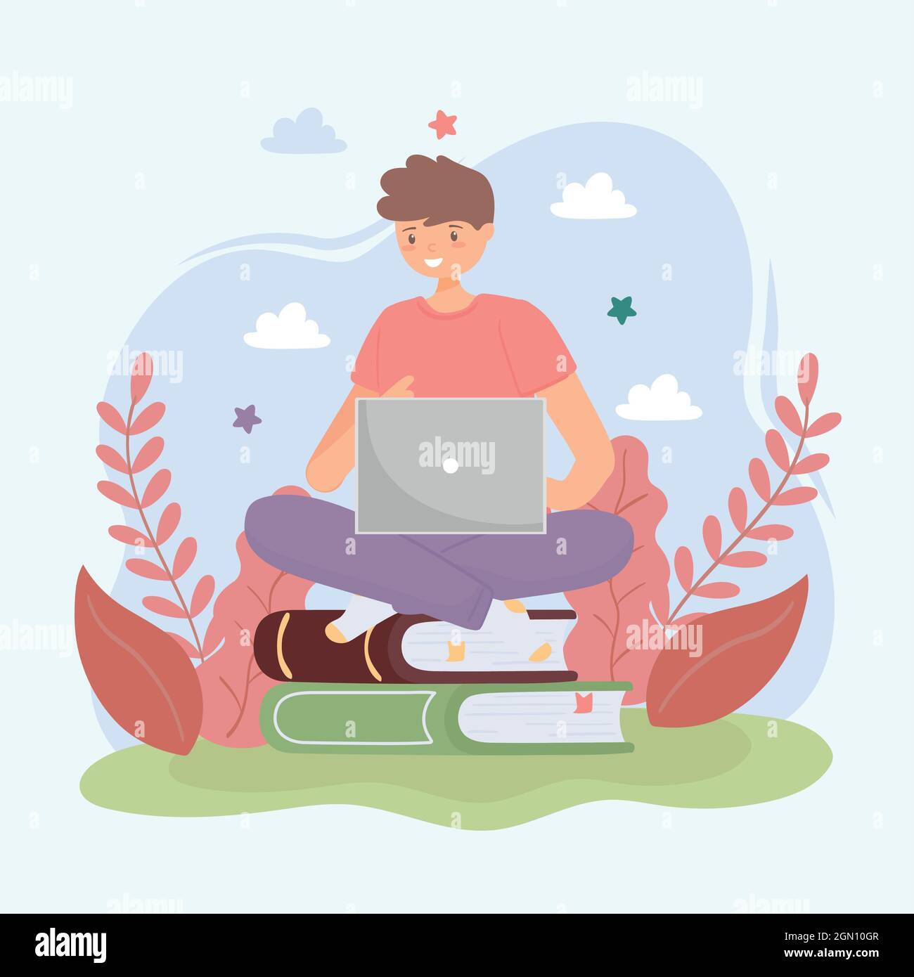 boy with laptop learning Stock Vector Image & Art - Alamy