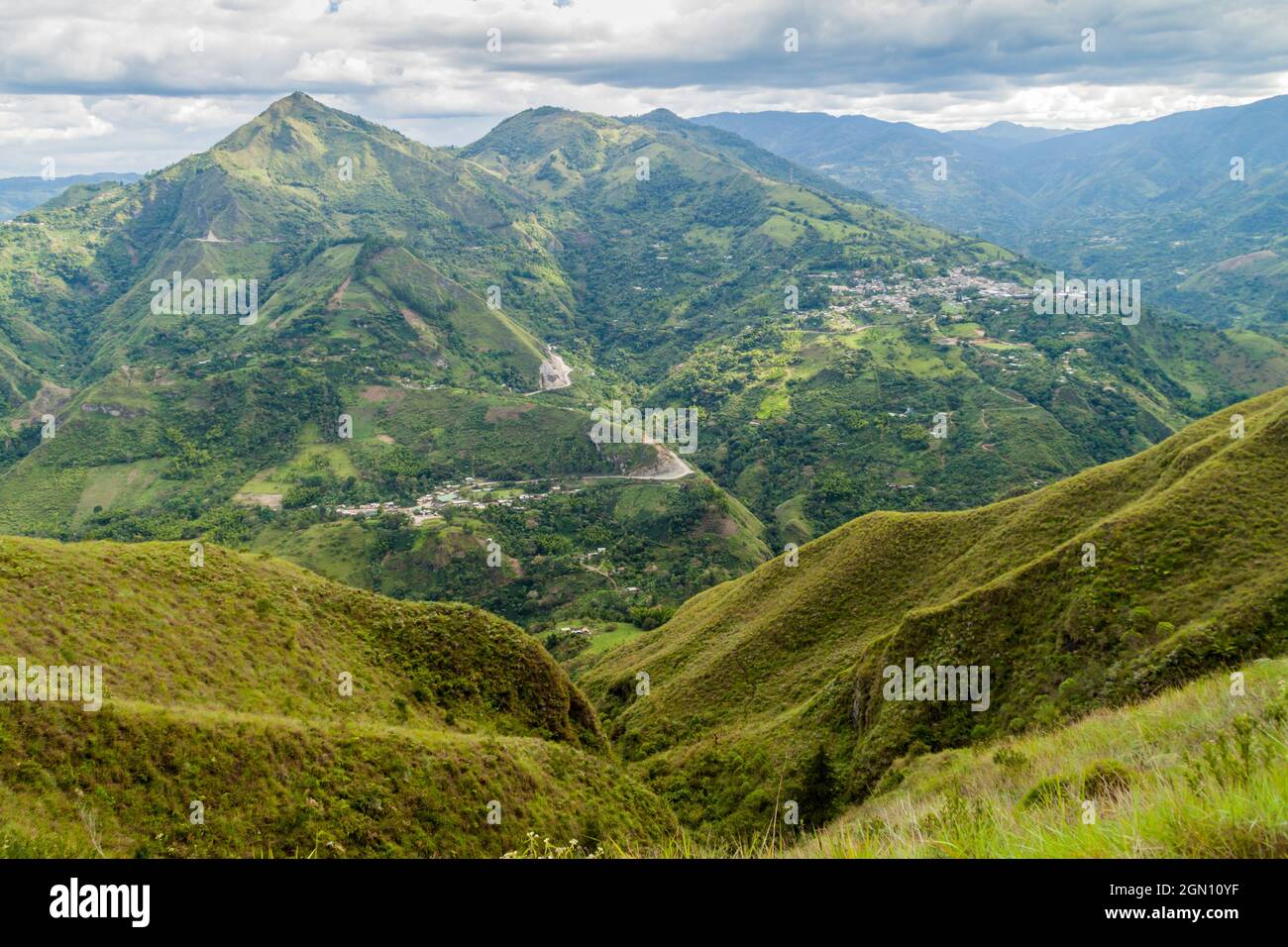 Villages San Francisco and Inza in a valley of Ullucos river in Cauca ...
