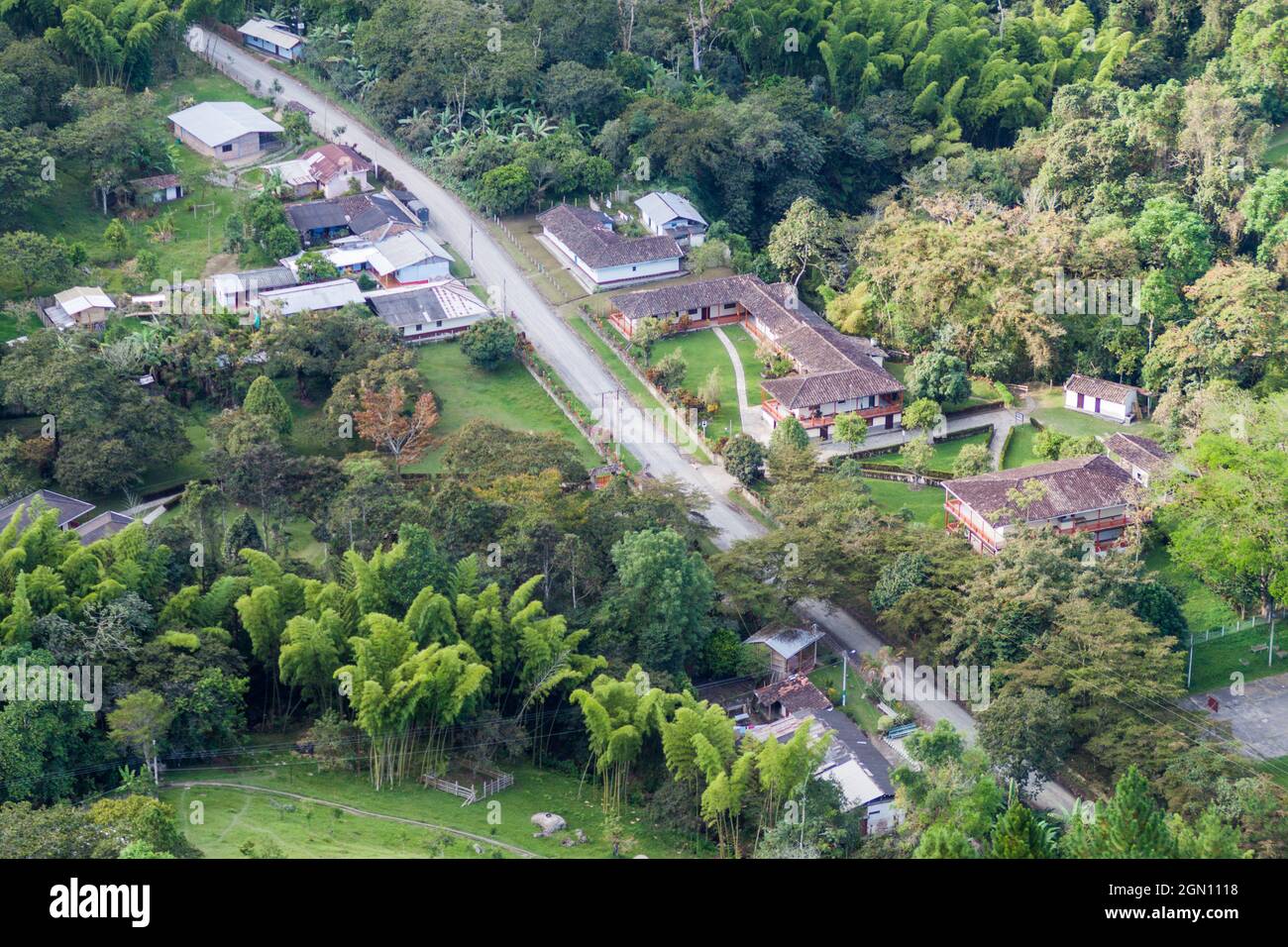 Buildings around Tierradentro archeological site in Cauca region of ...
