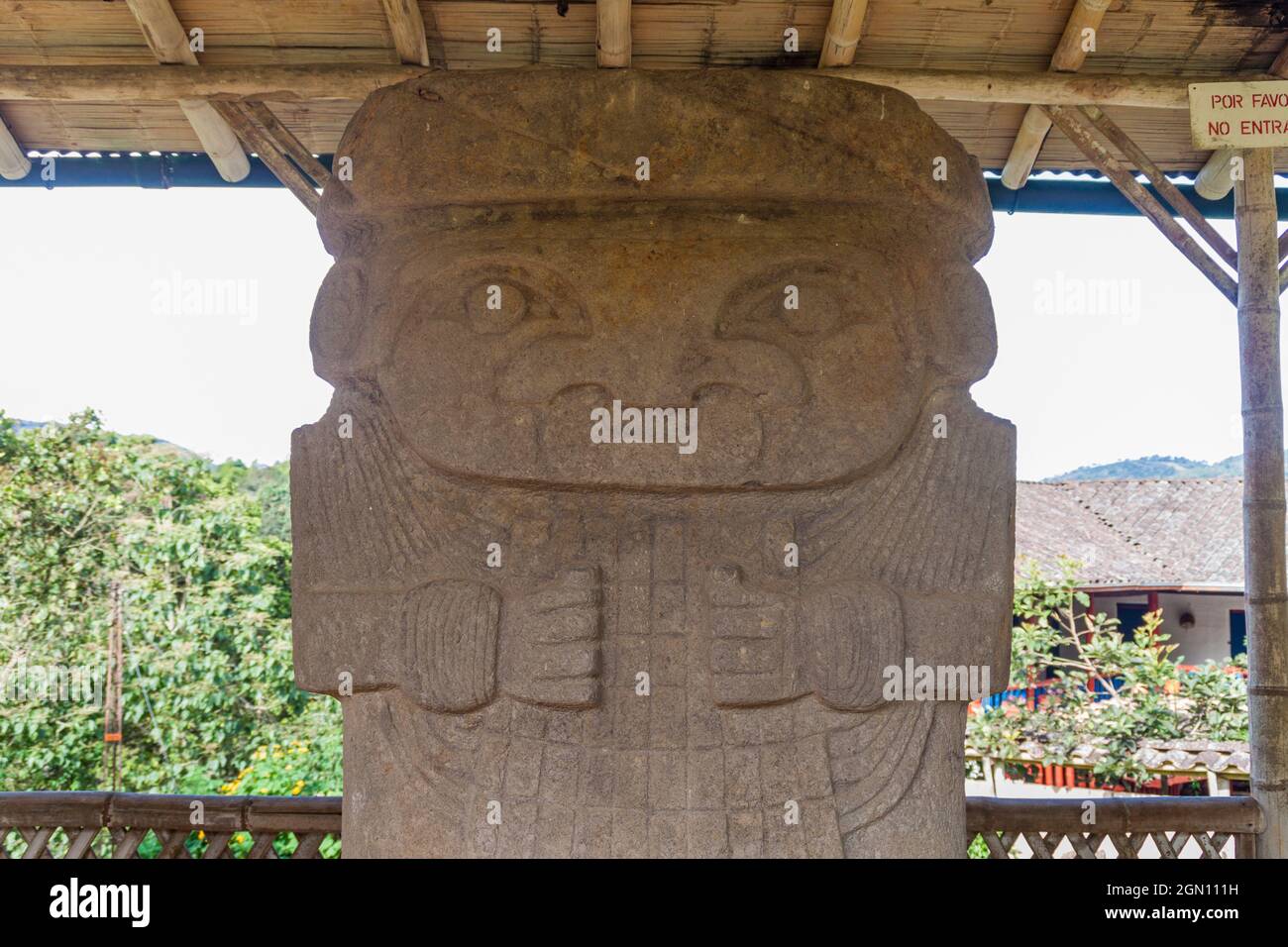 Statue located at El Tablon site near San Agustin, Colombia Stock Photo ...