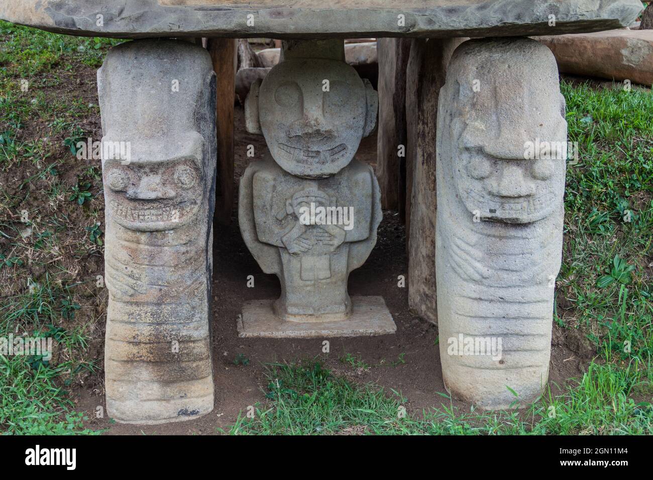 Ancient statues in archeological park in San Agustin, Colombia Stock ...
