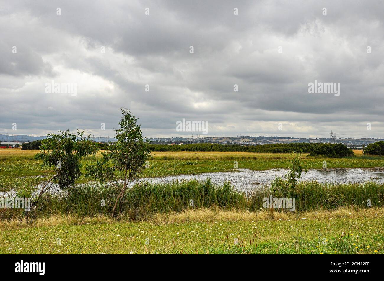 Walk along Hallam Main Drain. Victoria, Australia, January 1, 2014 ...