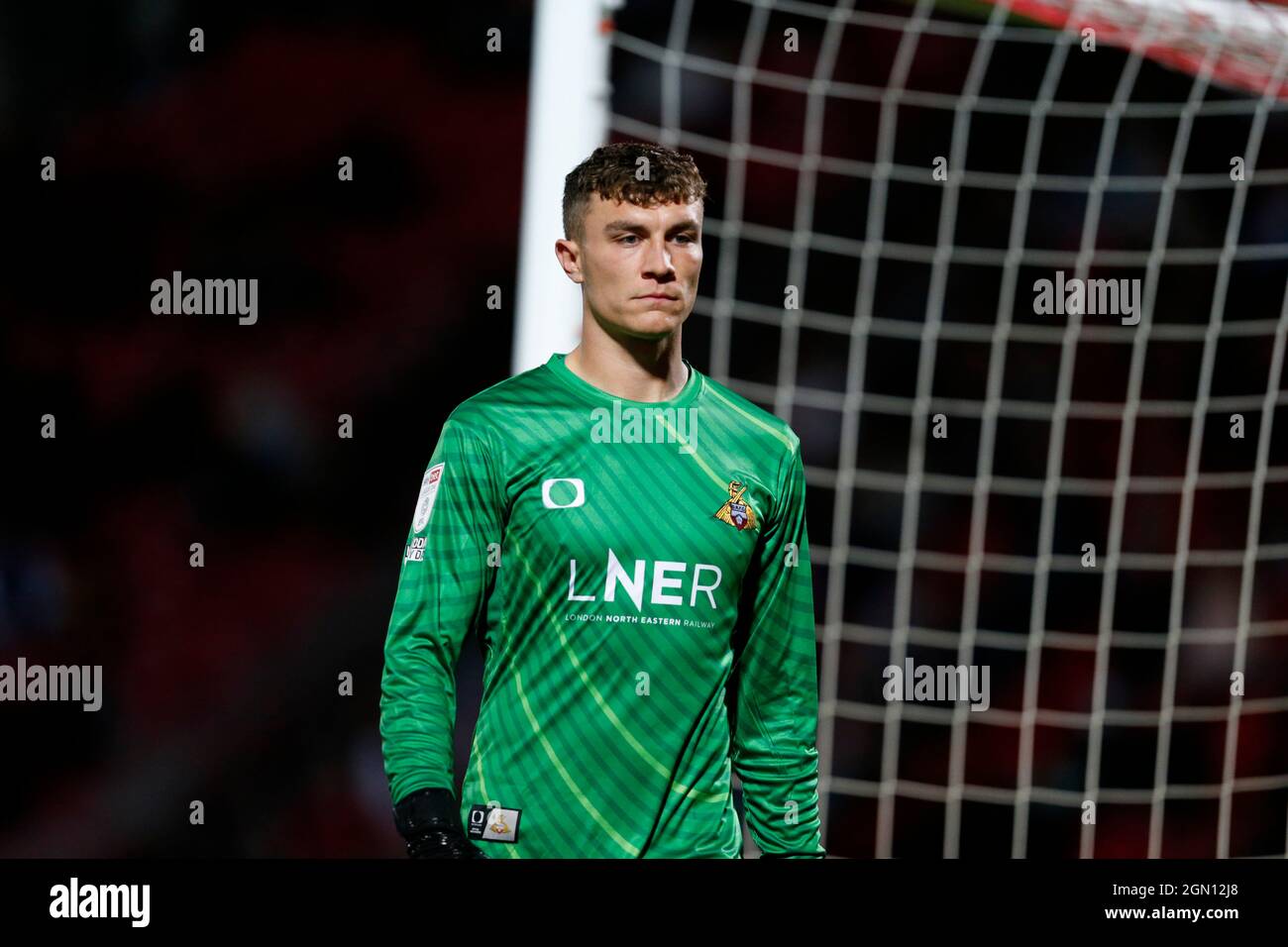 Doncaster, UK. 21st Sep, 2021. Louis Jones #1 of Doncaster Rovers in ...