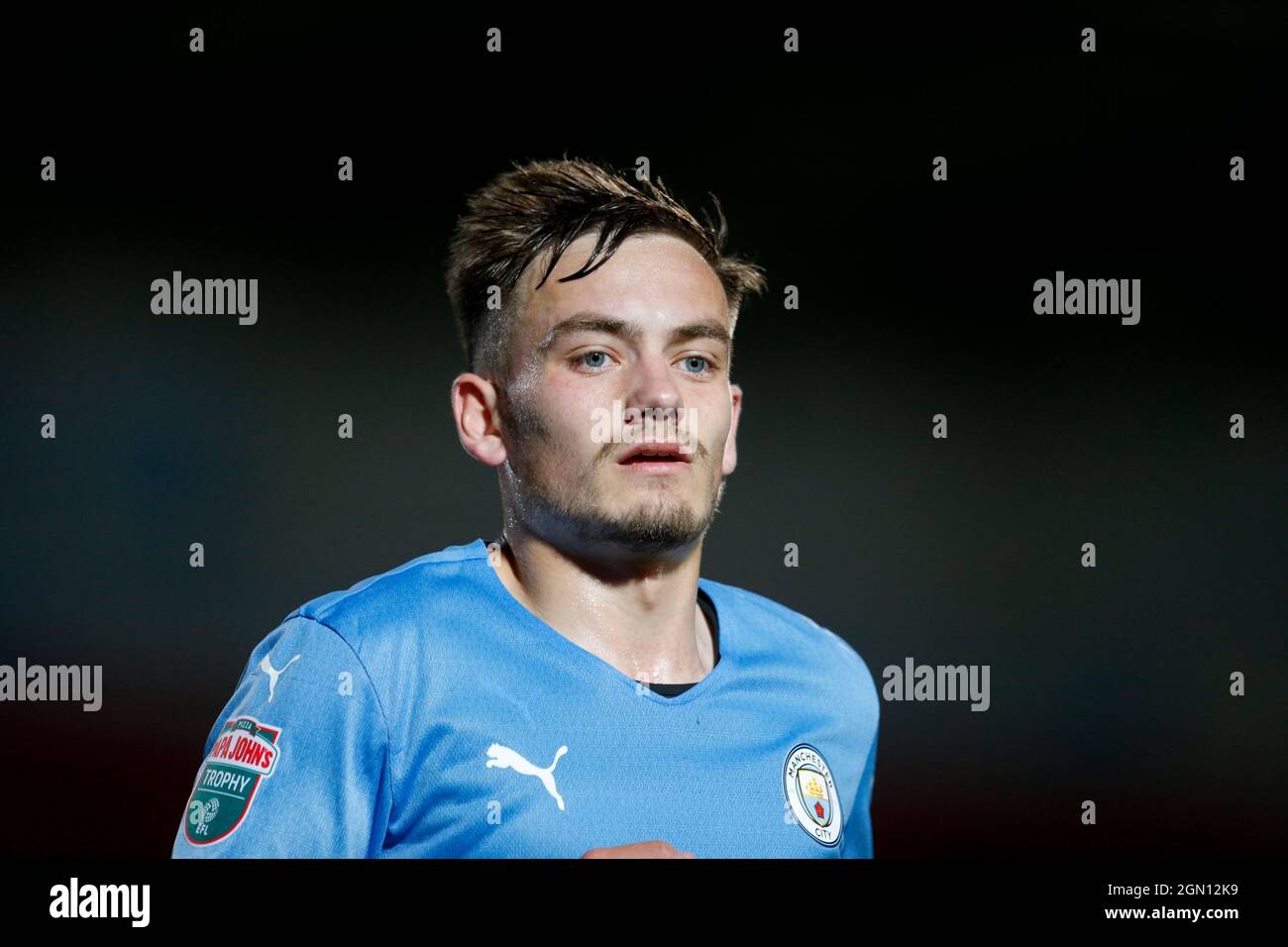 Doncaster, UK. 21st Sep, 2021. Luke Bolton #75 of Manchester City U21's ...