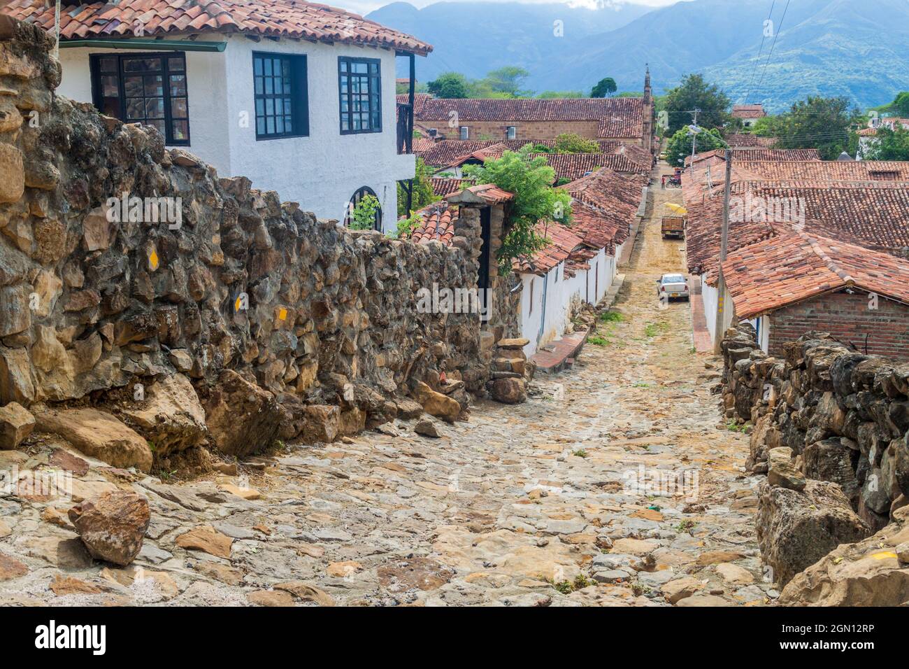 Old colonial buildings in Guane village, Colombia Stock Photo - Alamy