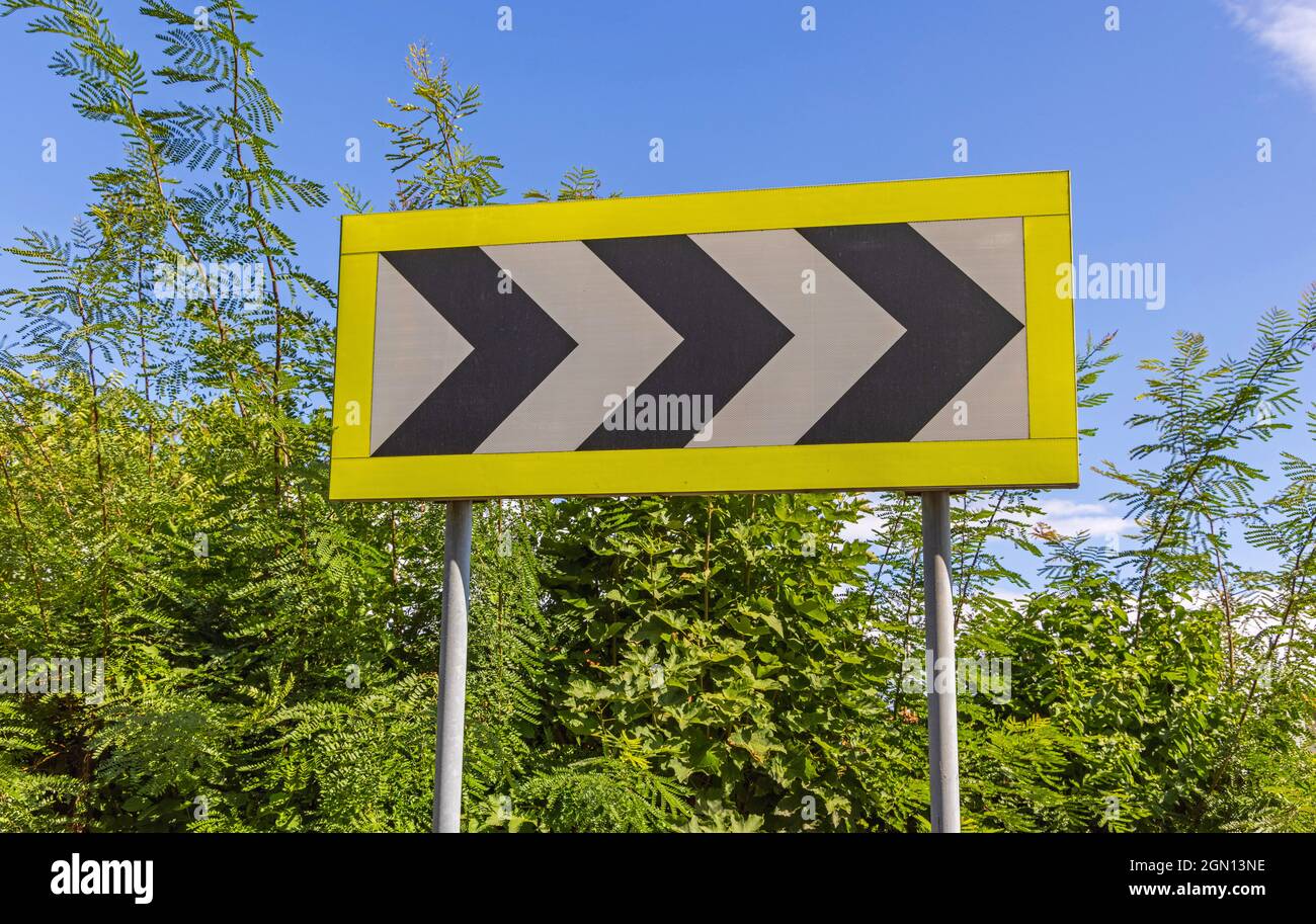 Chevron Arrows Right Curve Reflective Traffic Direction Sign Stock ...