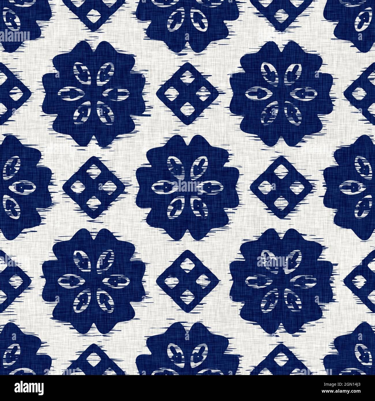 Indigo dyed fabric flower pattern texture. Seamless textile fashion ...