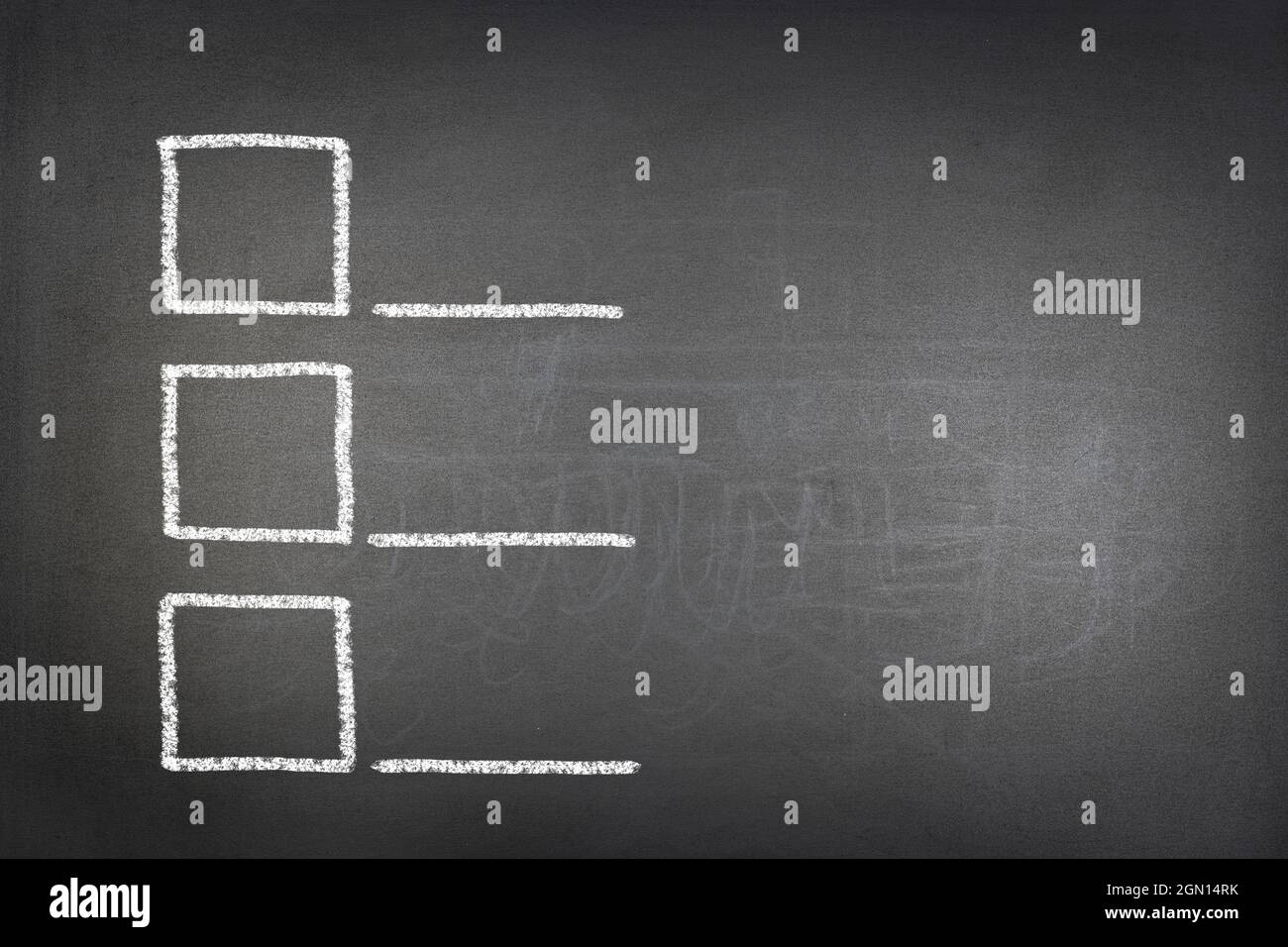 Three checkboxes drawn on a chalkboard show a decision making need ...