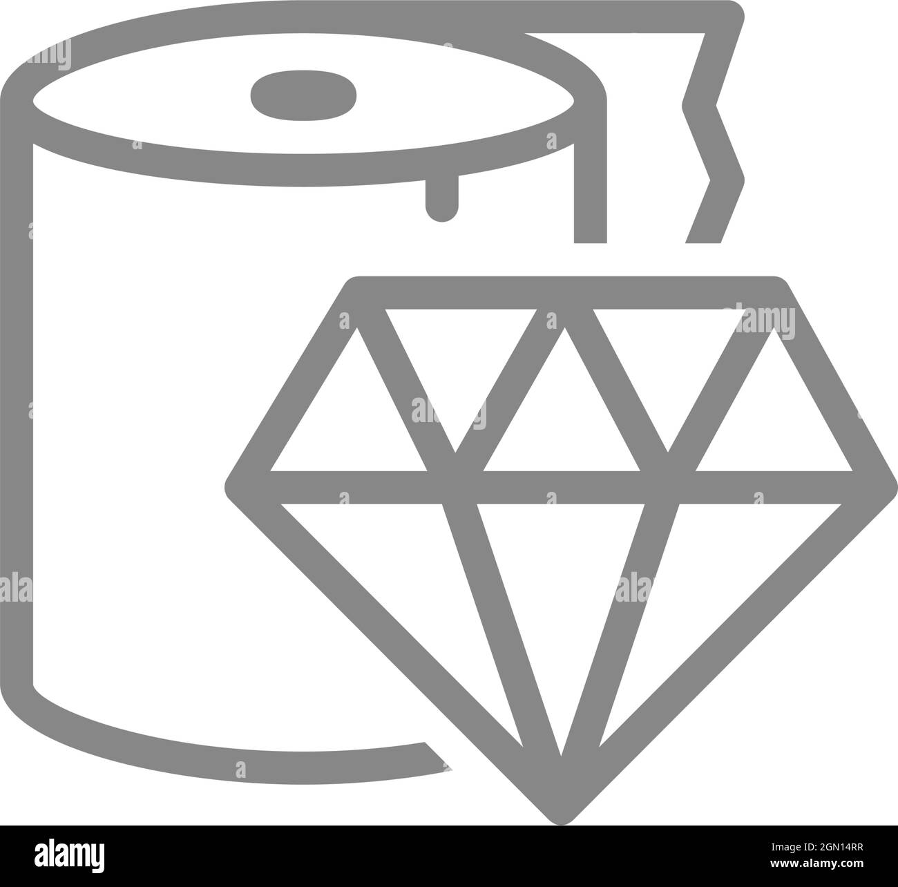 Paper towels and diamond line icon. Paper roll, napkins, excellent ...