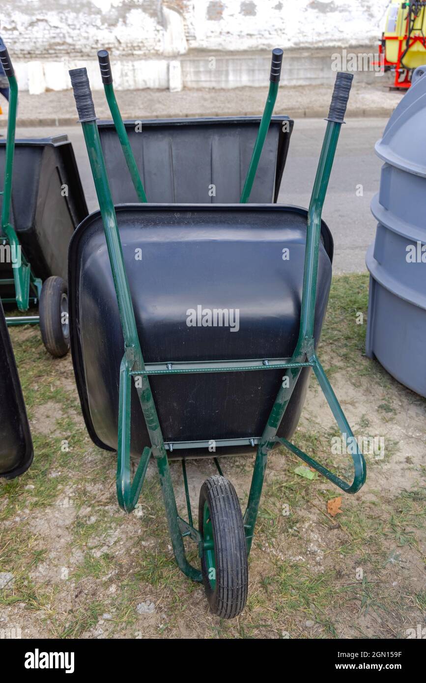 New Wheelbarrow With Black Plastic Bucket Tub Stock Photo - Alamy