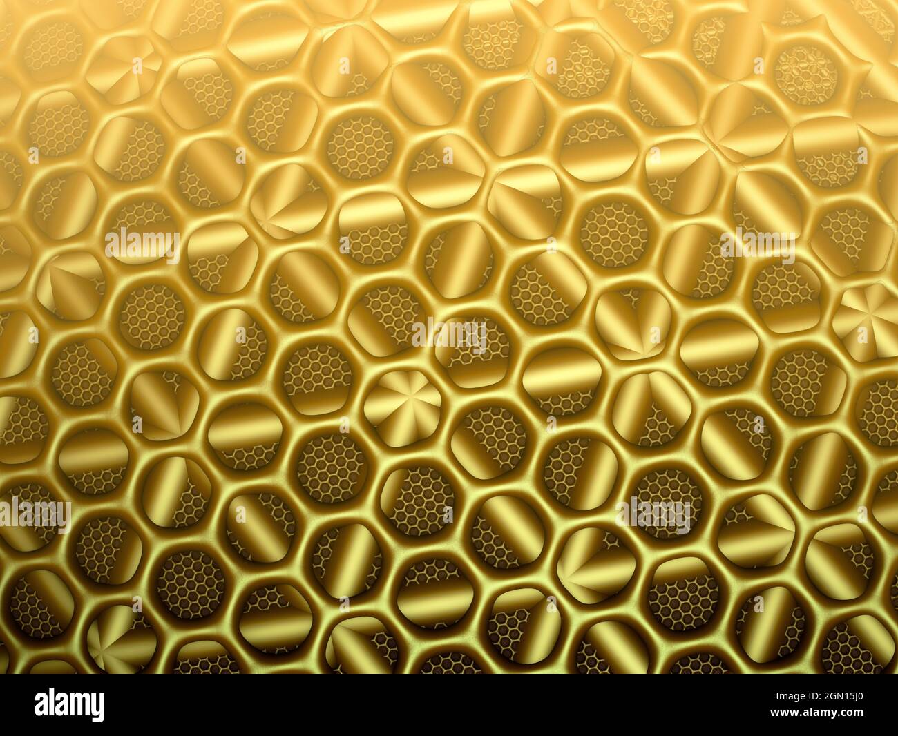 3D rendering of yellow connected triangles between honeycomb cells ...