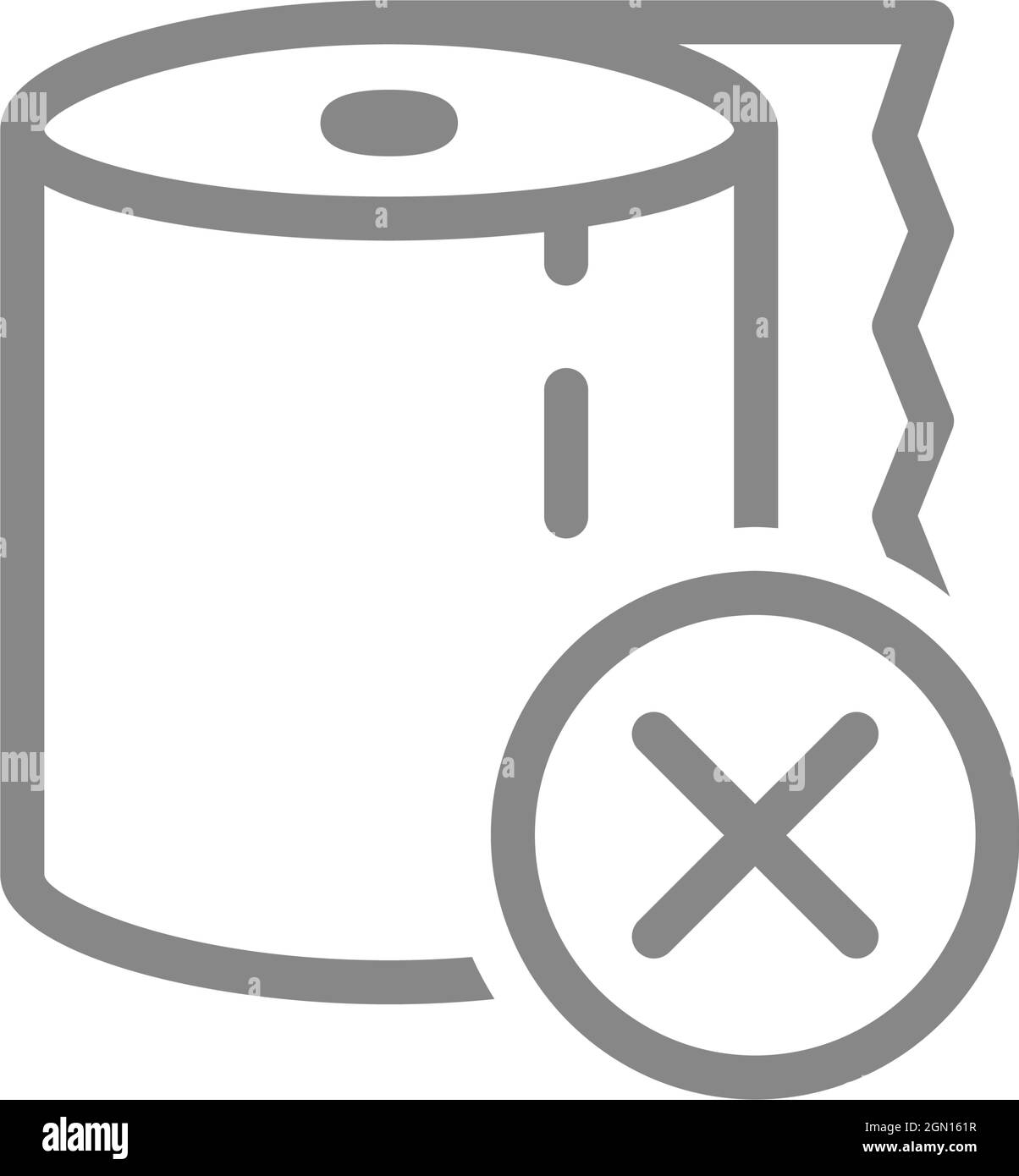 Toilet paper with cross mark line icon. Paper roll, napkins ...