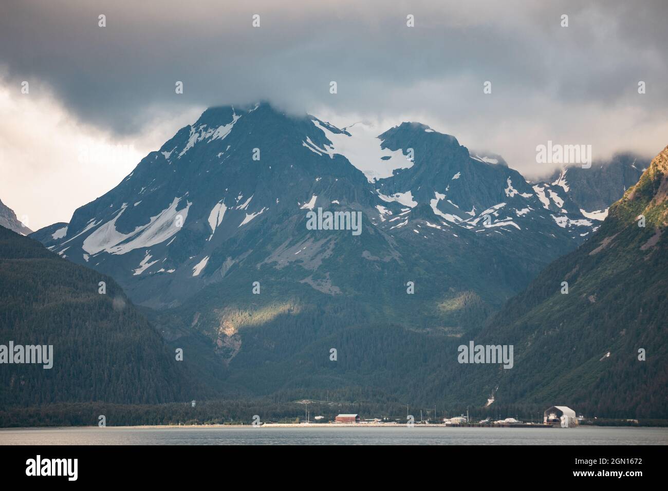 Beautiful shot of mountains with snowy peaks in Alaska Stock Photo - Alamy