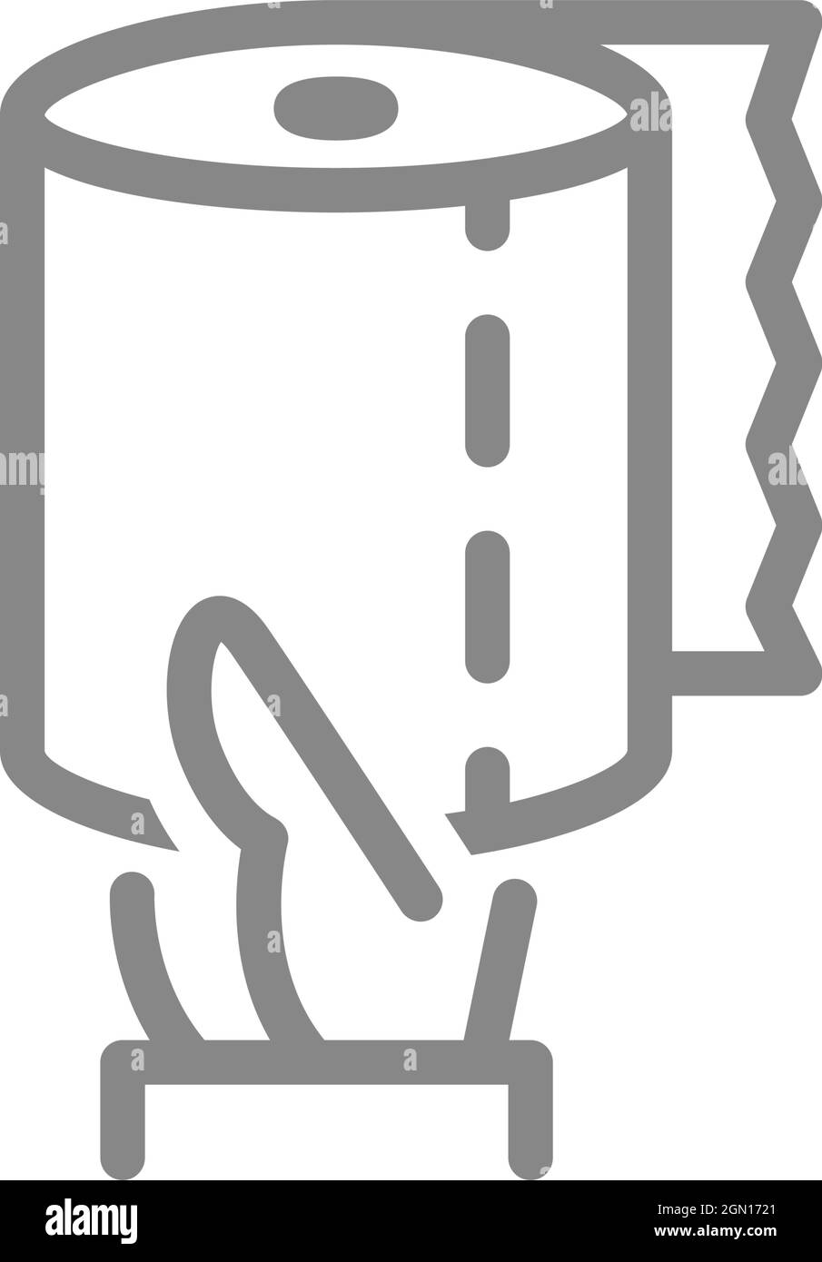 Paper towels in hand line icon. Paper roll, napkins, personal hygiene ...
