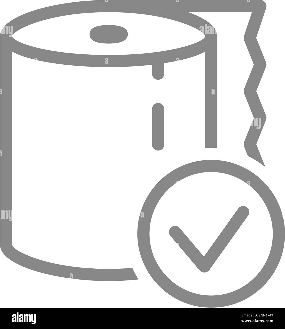 Toilet paper with check mark line icon. Napkins, quality products, soft ...