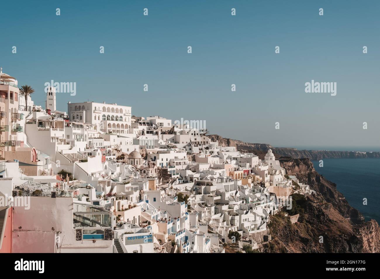 Bird's-eye view of the magical Santorini Island in the Aegean Sea Stock ...