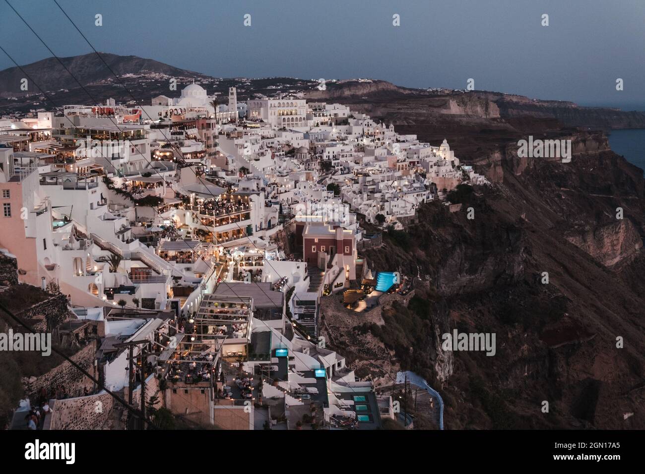 Bird's-eye view of the magical Santorini Island in the Aegean Sea in ...