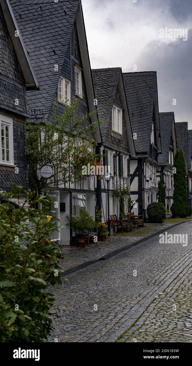 FREUDENBERG, GERMANY - Aug 27, 2021: The streets of Freudenberg with ...