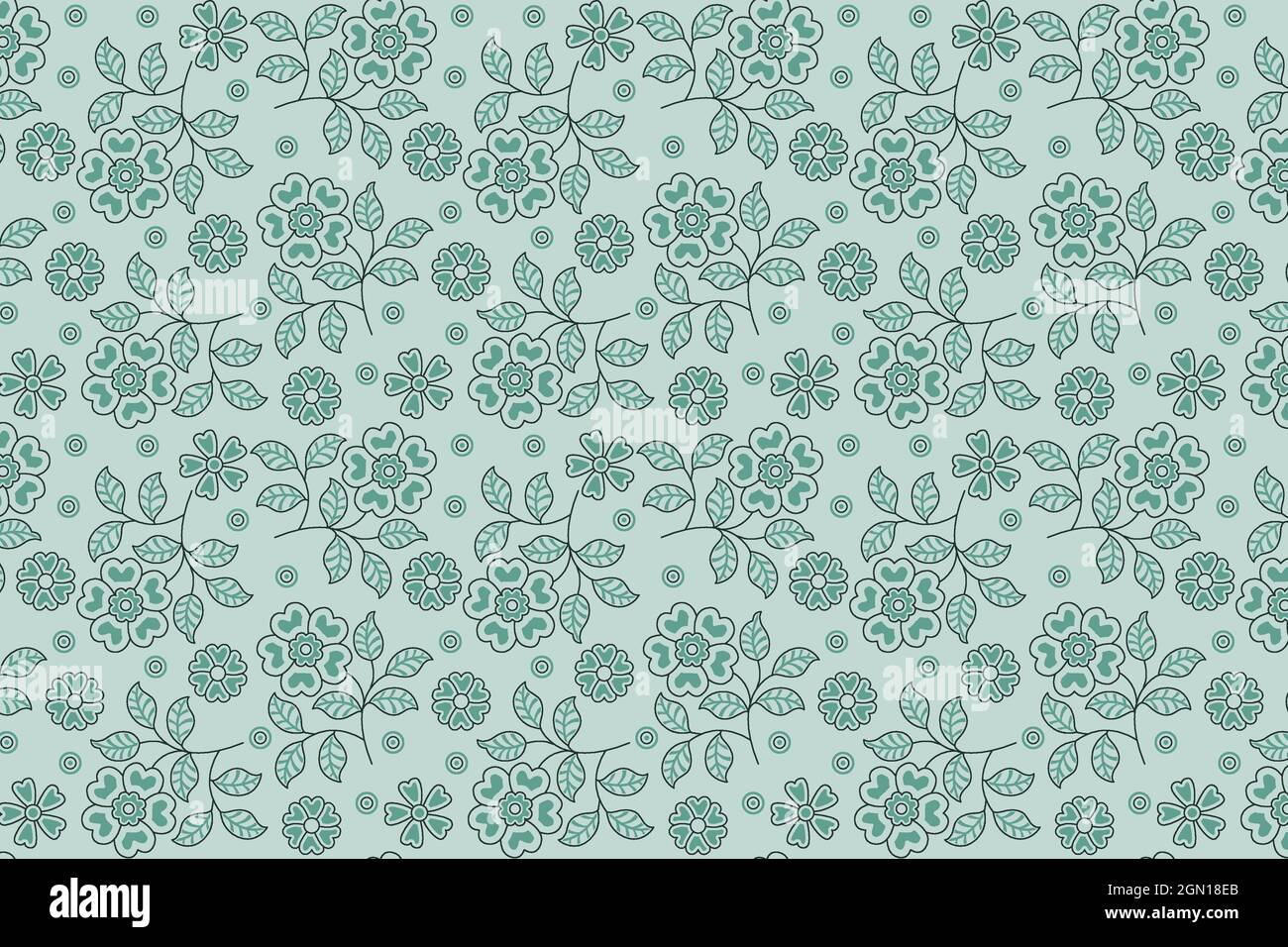 2D illustration of a beautiful green floral background wallpaper Stock ...