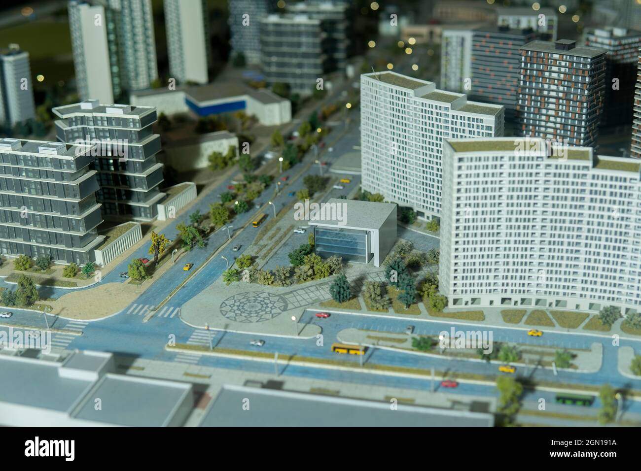 miniature model of a city block of a road intersection Stock Photo - Alamy