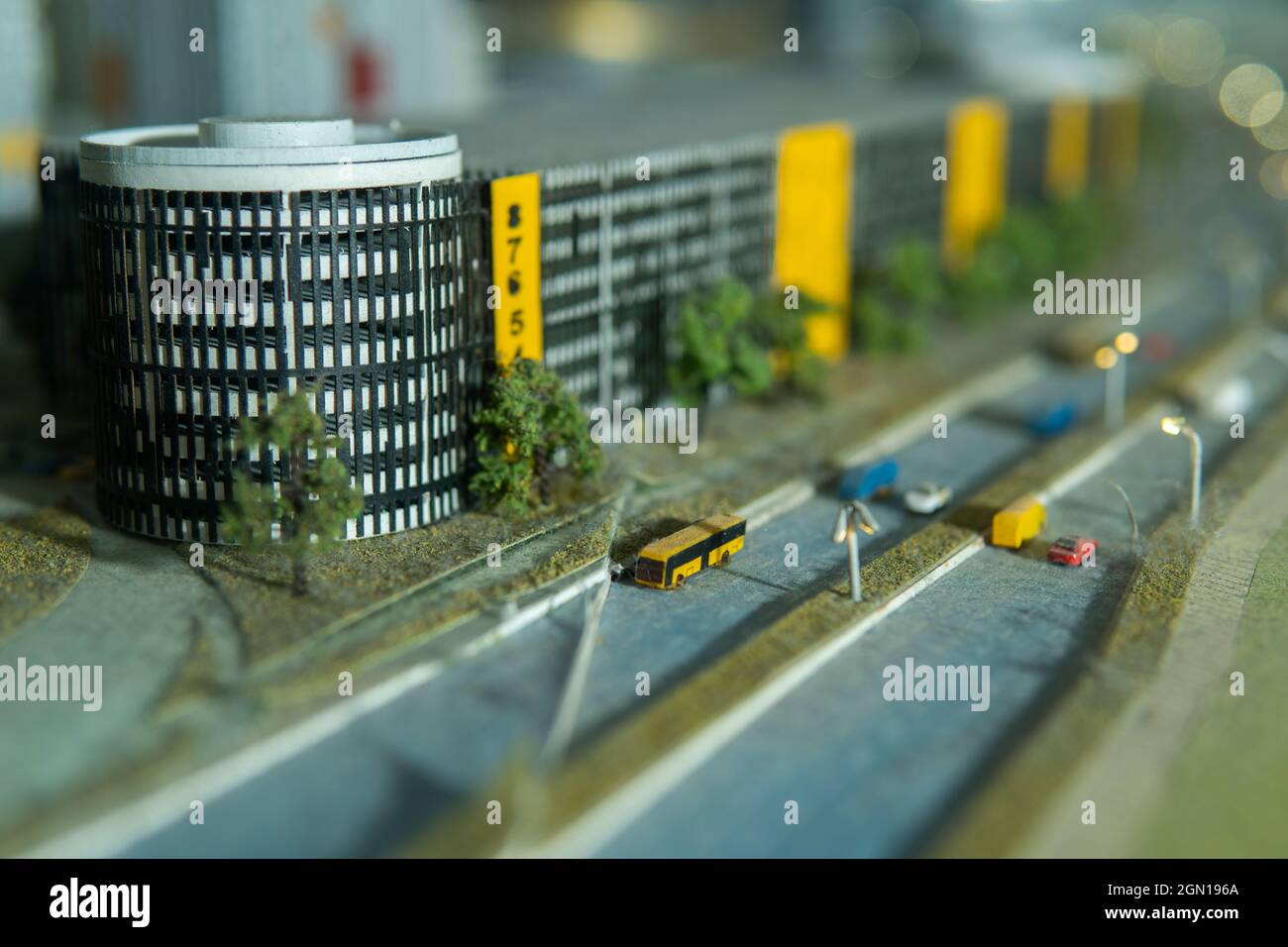 miniature layout of a city block with multi-level parking Stock Photo ...