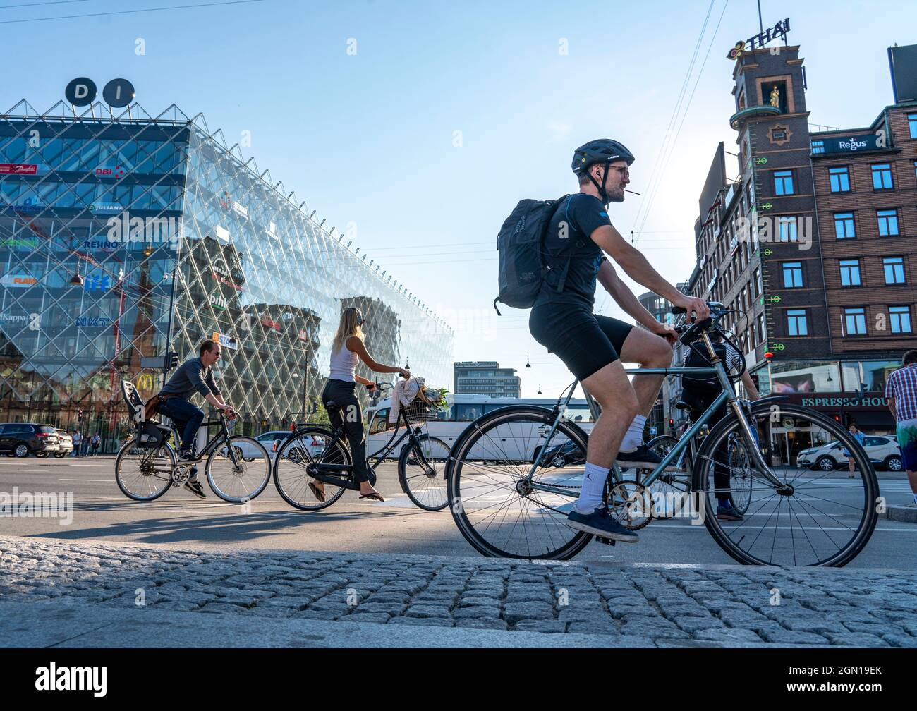 Cyclists on cycle paths, Radhuspladsen, City Hall Square, H.C. Andersen ...