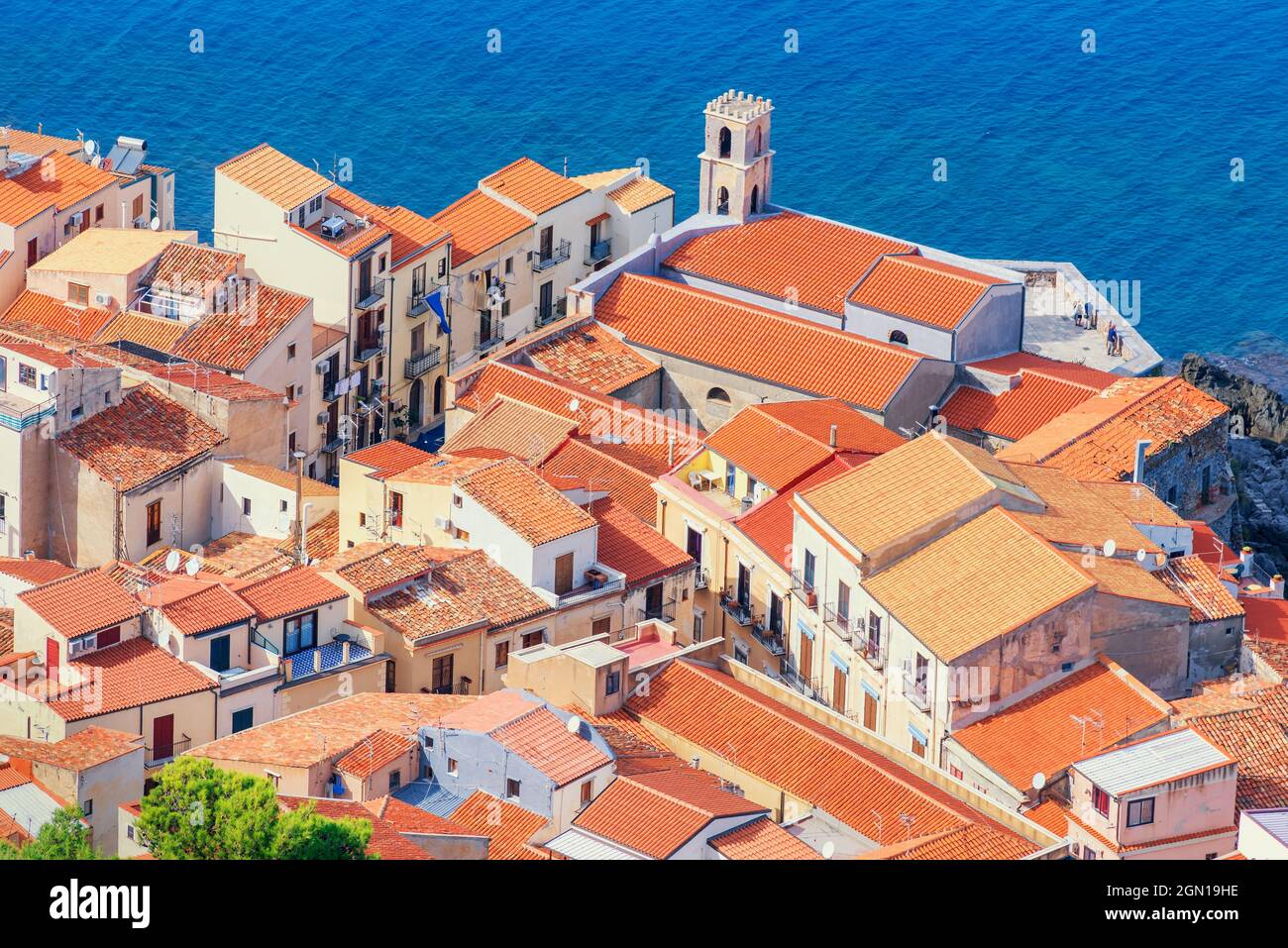 Cefalu town, elevated view, Cefalu, Sicily, Italy Stock Photo - Alamy