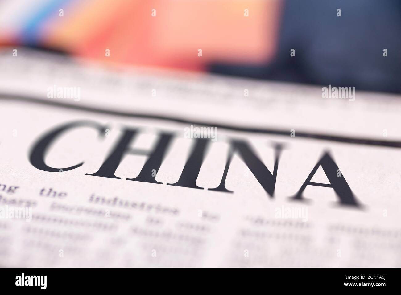 China written newspaper close up shot to the text Stock Photo - Alamy