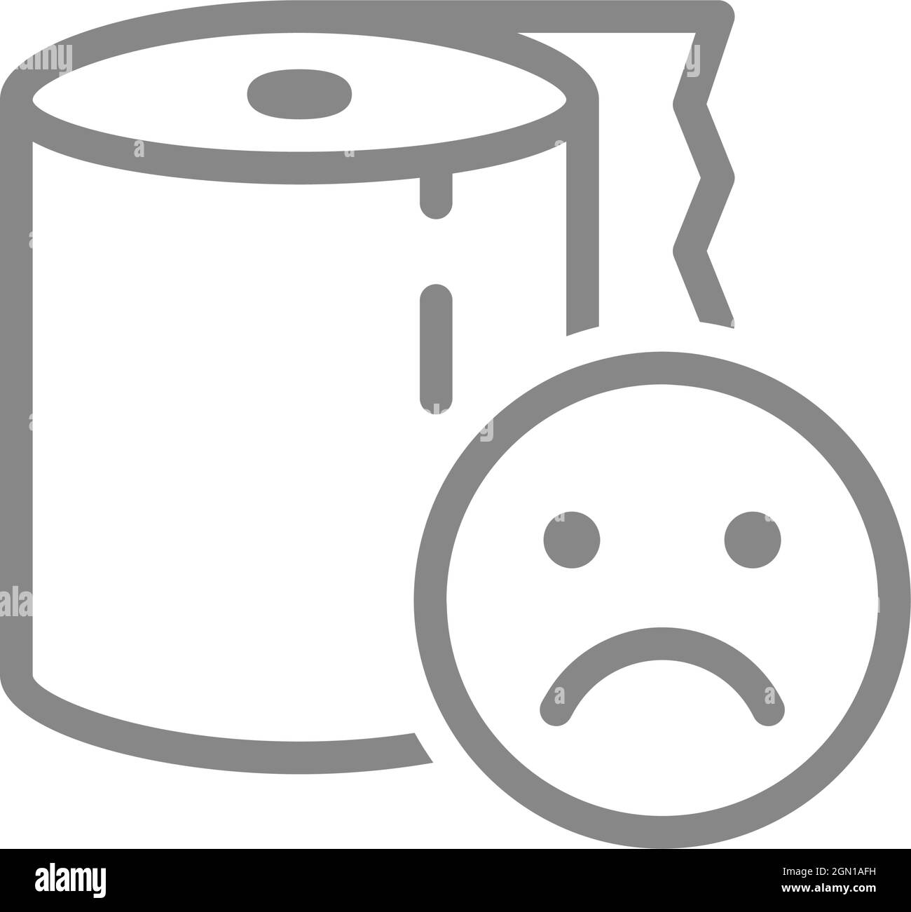 Paper towels and sad face line icon. Napkins, negative product ...