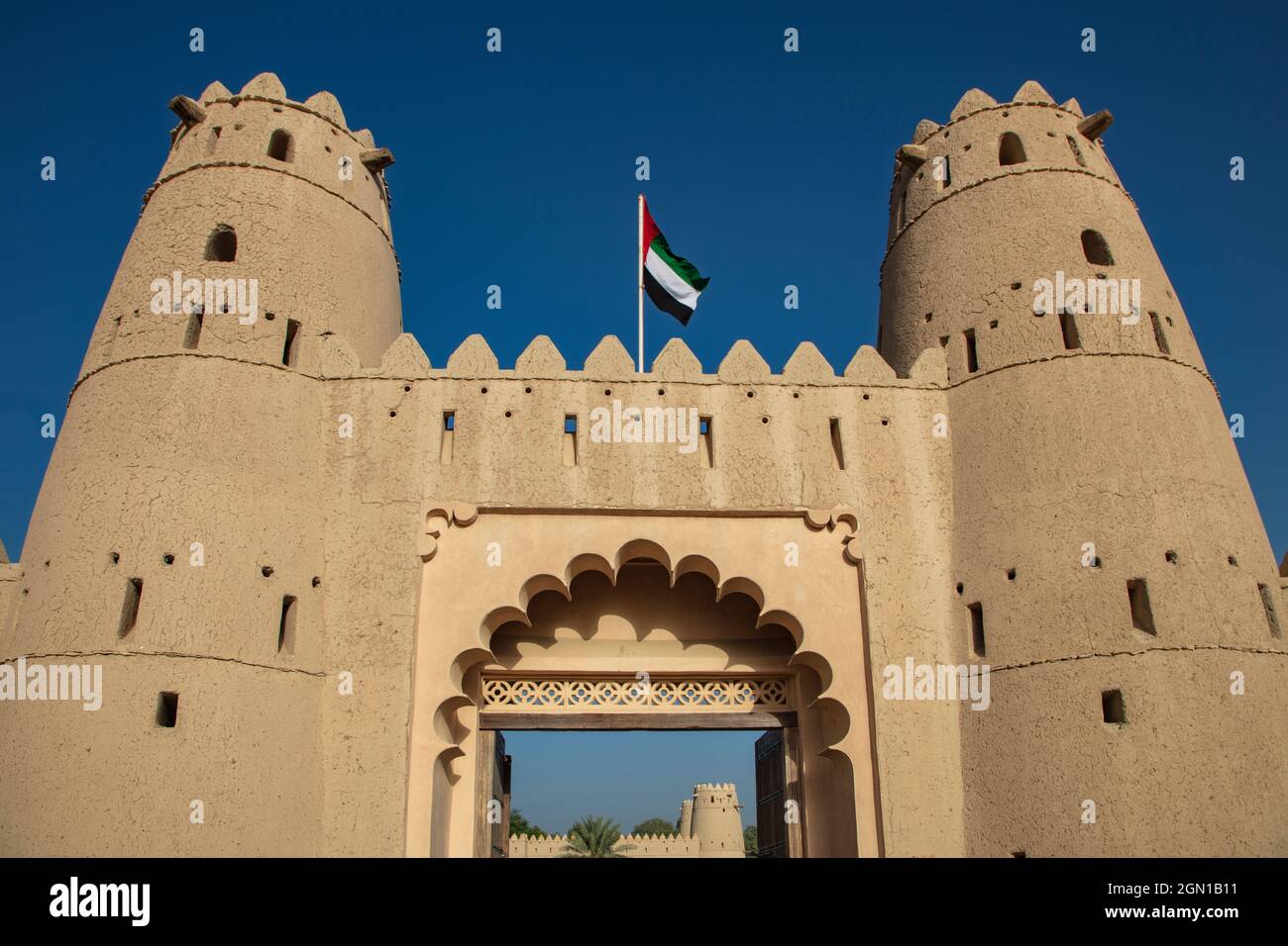 Entrance gate to Al Jahili Fort, Al Ain, Abu Dhabi, United Arab ...