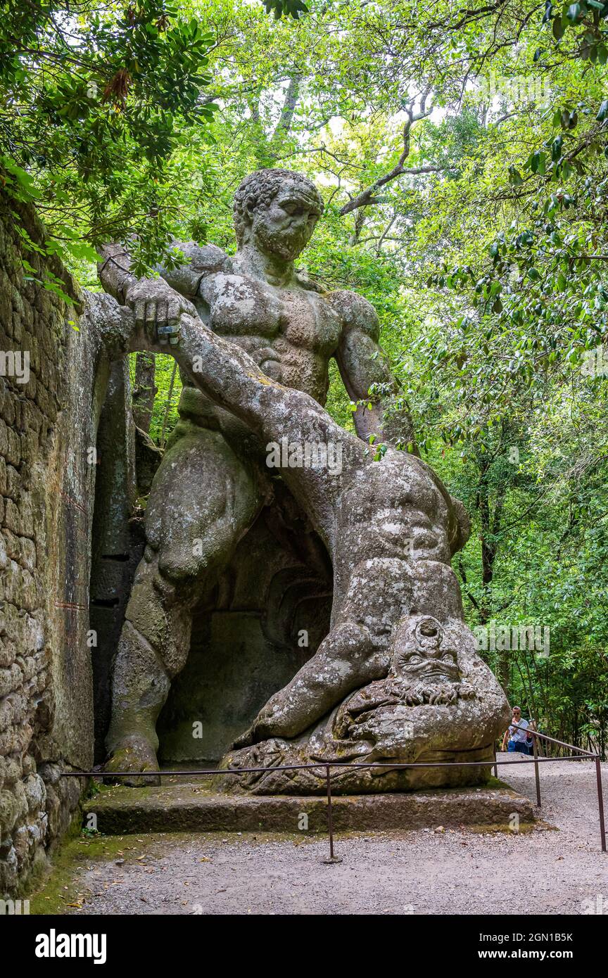 Statue in the Park of the Monsters of Bomarzo, also called Sacred Grove ...