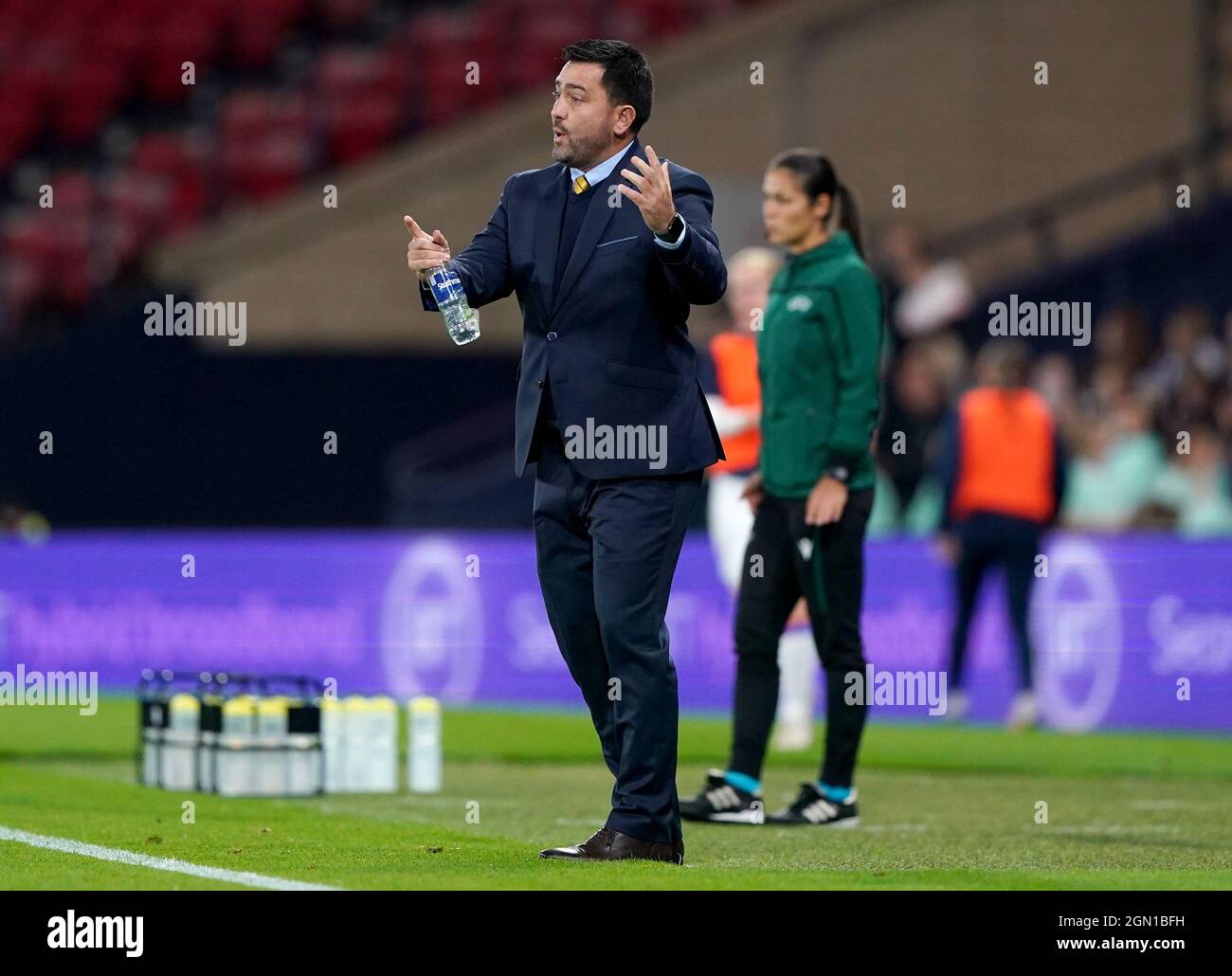 Scotland manager Pedro Martínez Losa gestures from the touchline during ...