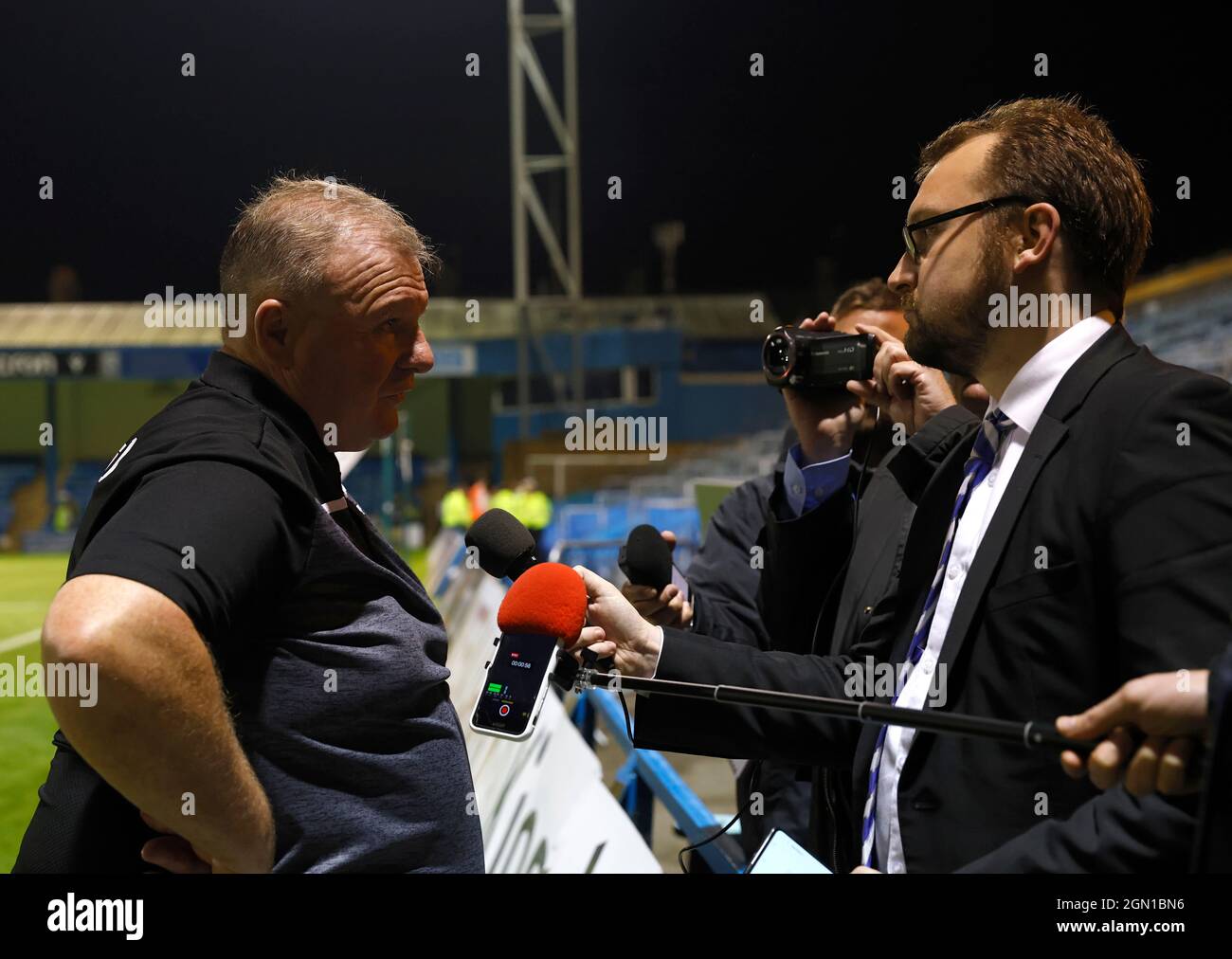 Gillingham manager Steve Evans interviewed by media after the final ...