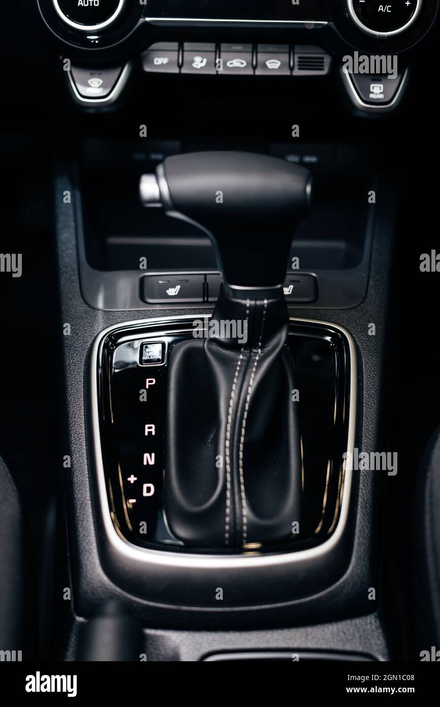 Parking position of automatic gearbox control handle Stock Photo - Alamy