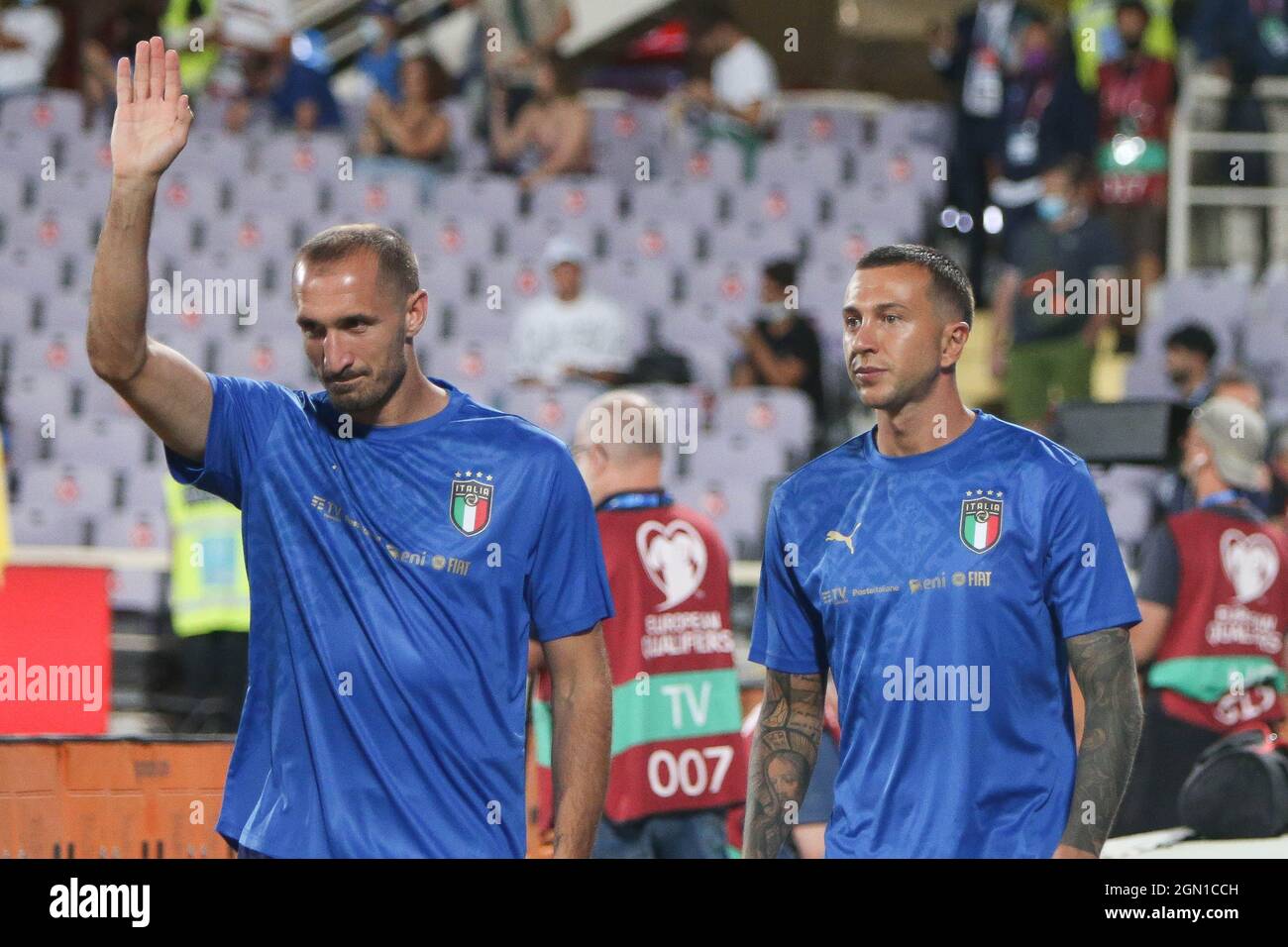 Giorgio Chiellini and Federico Bernardeschi of Italy during the FIFA ...