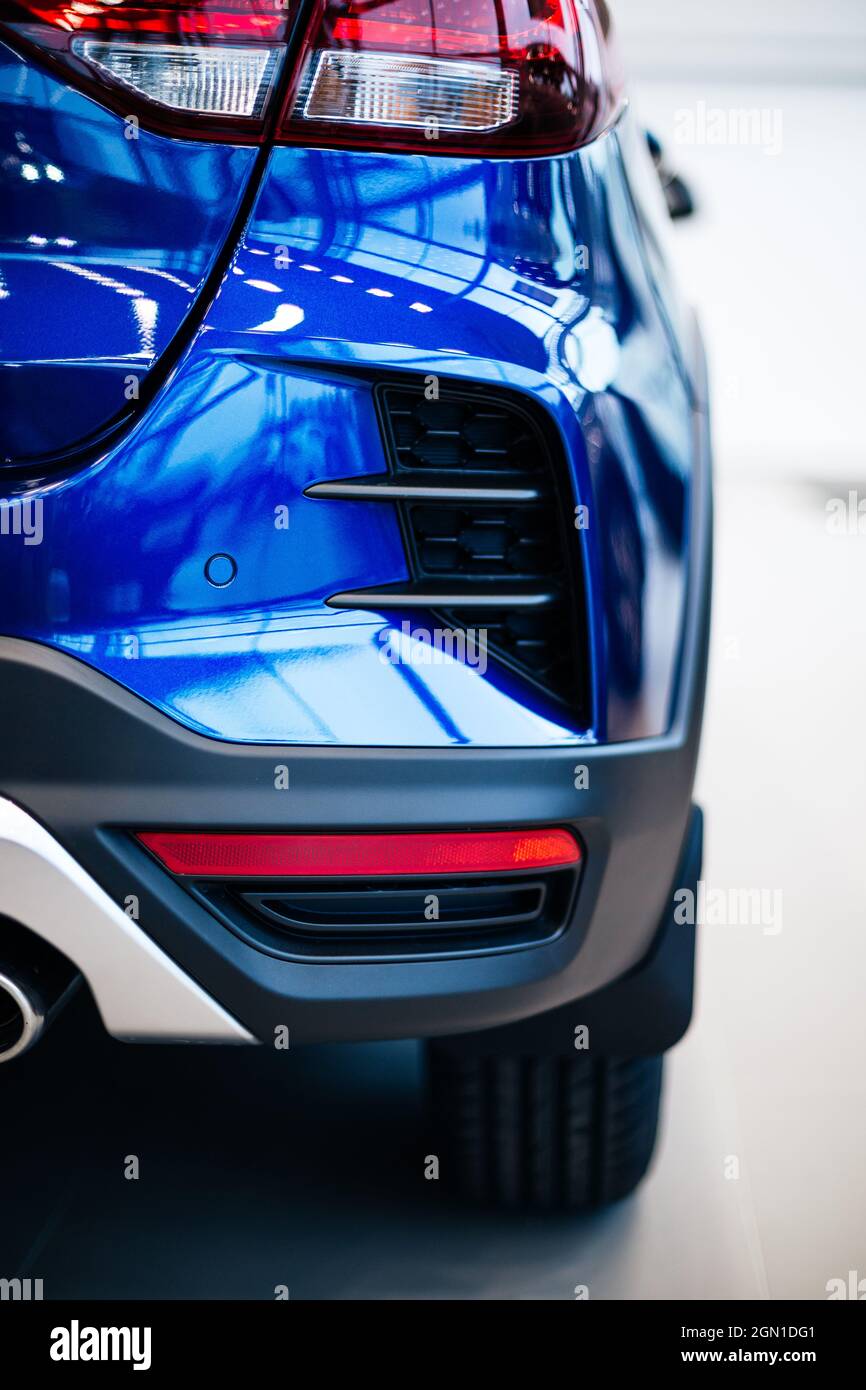 Detail of a luxury Modern blue car headlights. Led car headlights Stock ...