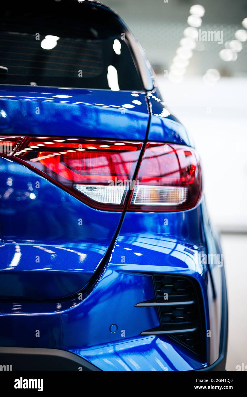 Detail of a luxury Modern blue car headlights. Led car headlights Stock ...