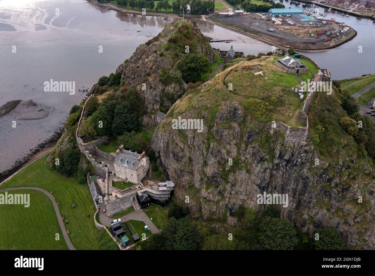 Drone aerial looking down dumbarton castle hi-res stock photography and ...