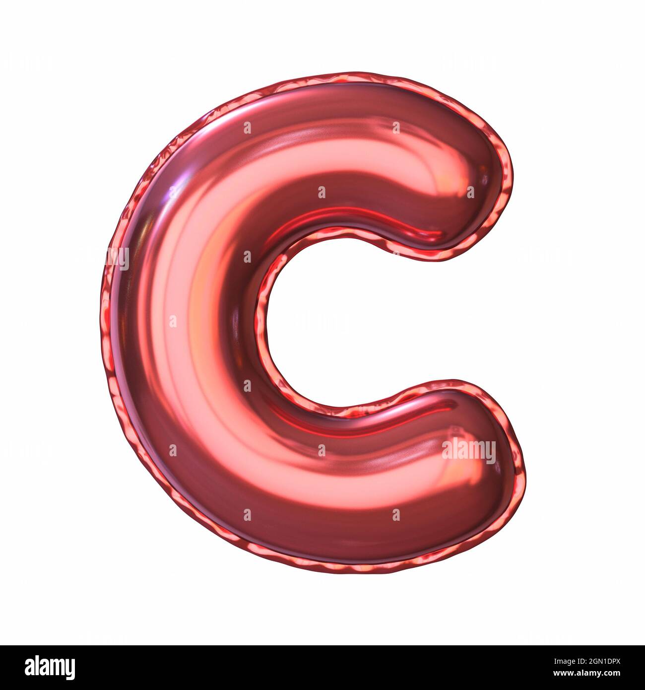 Red metallic balloon font Letter C 3D rendering illustration isolated ...