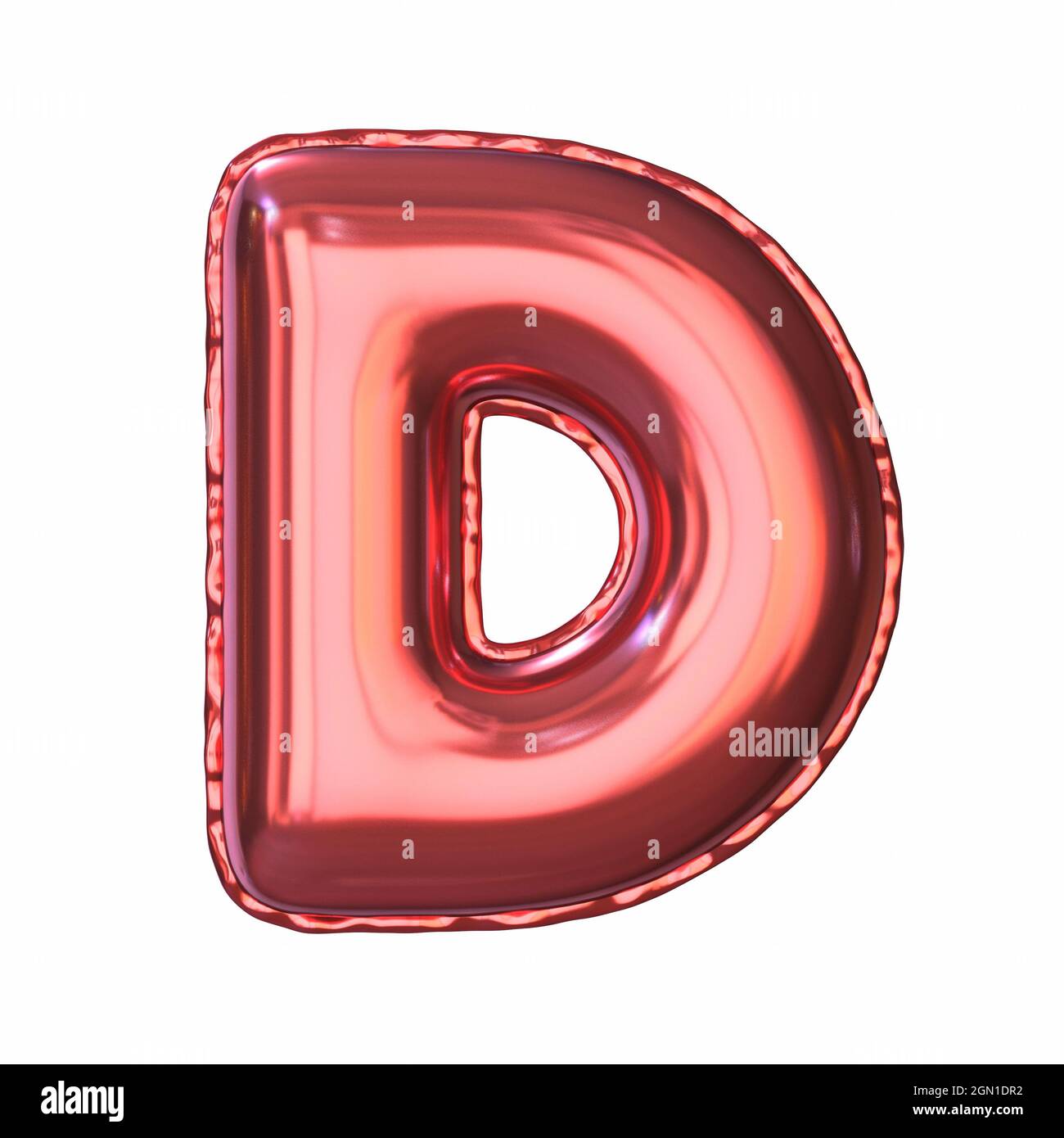 Red metallic balloon font Letter D 3D rendering illustration isolated ...