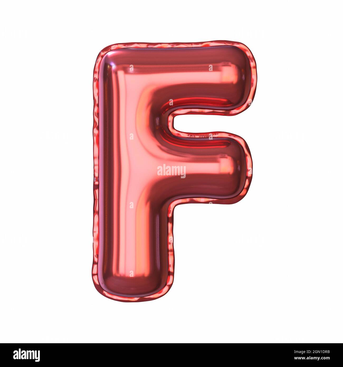 Red metallic balloon font Letter F 3D rendering illustration isolated ...