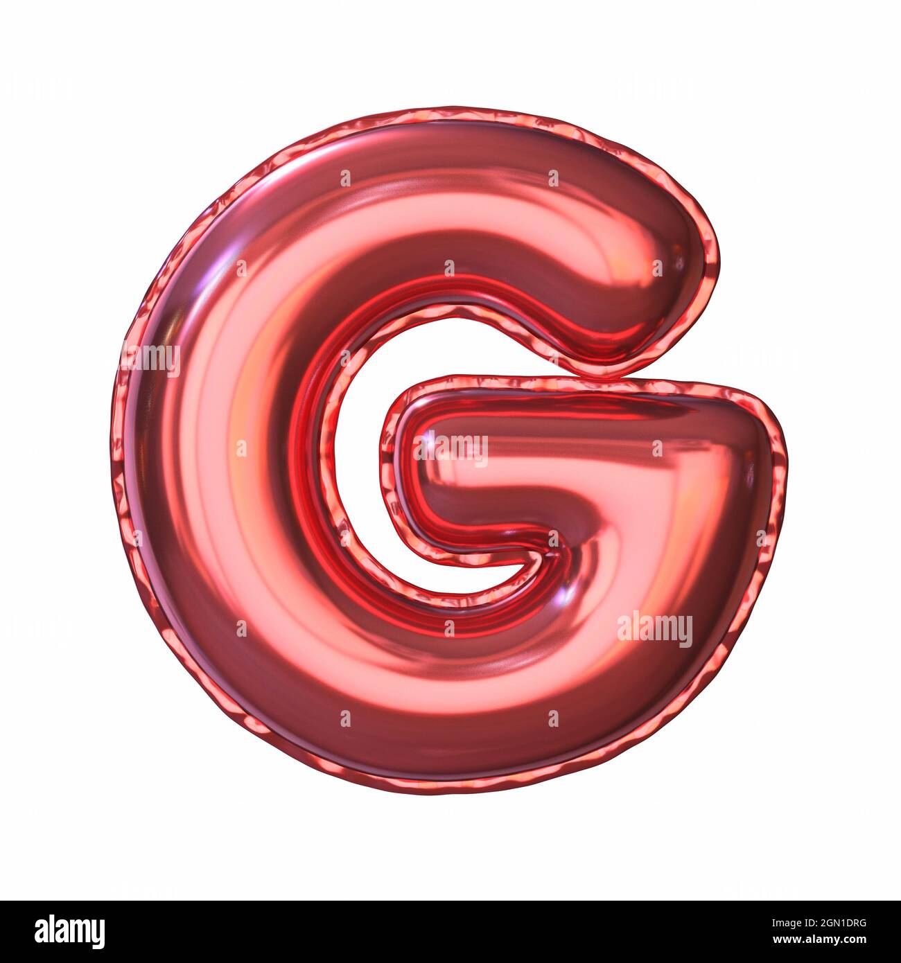 Red metallic balloon font Letter G 3D rendering illustration isolated ...