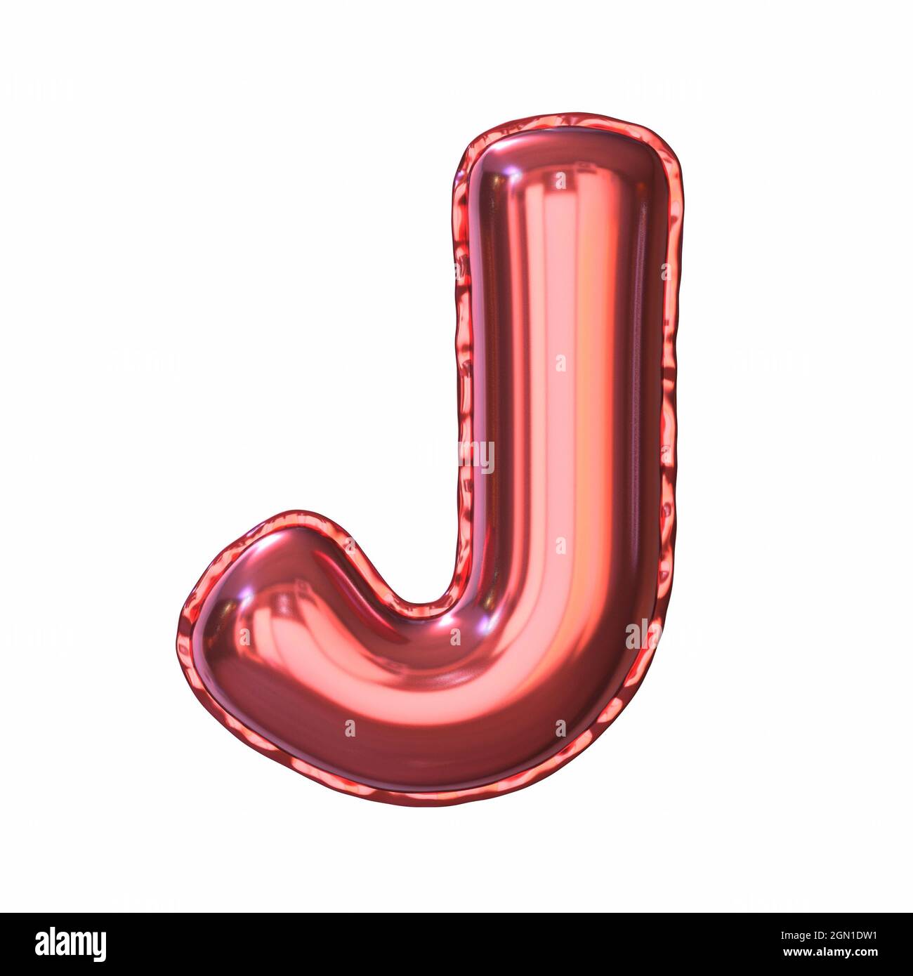 Red metallic balloon font Letter J 3D rendering illustration isolated ...