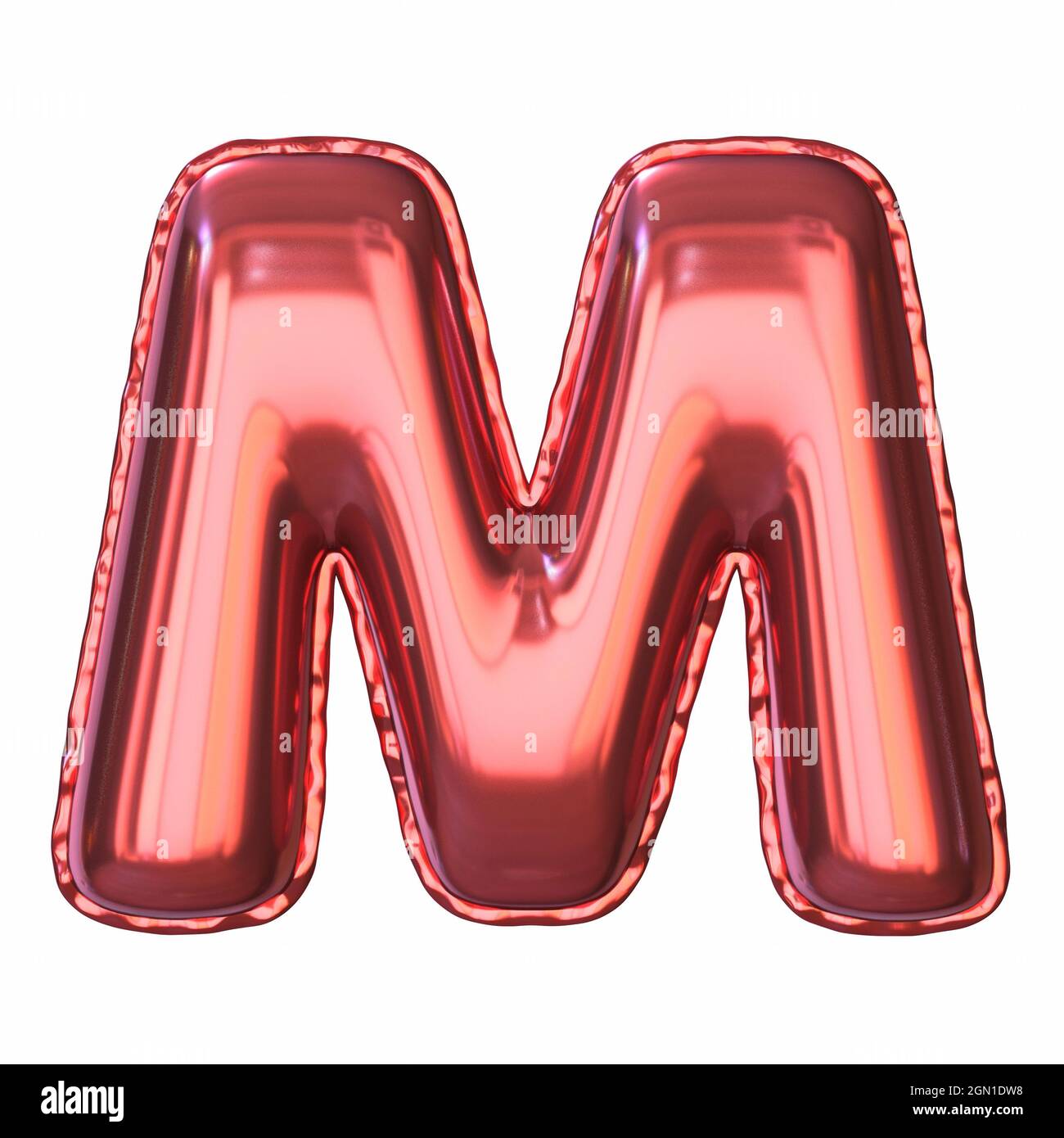 Red metallic balloon font Letter M 3D rendering illustration isolated ...